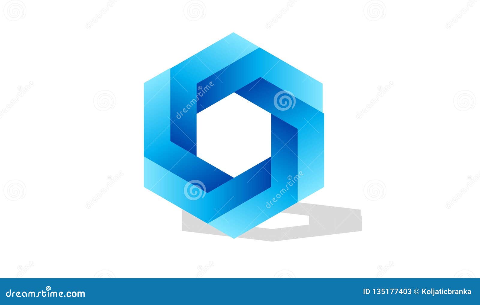 Blue Hexagon on White Background Stock Illustration - Illustration of ...