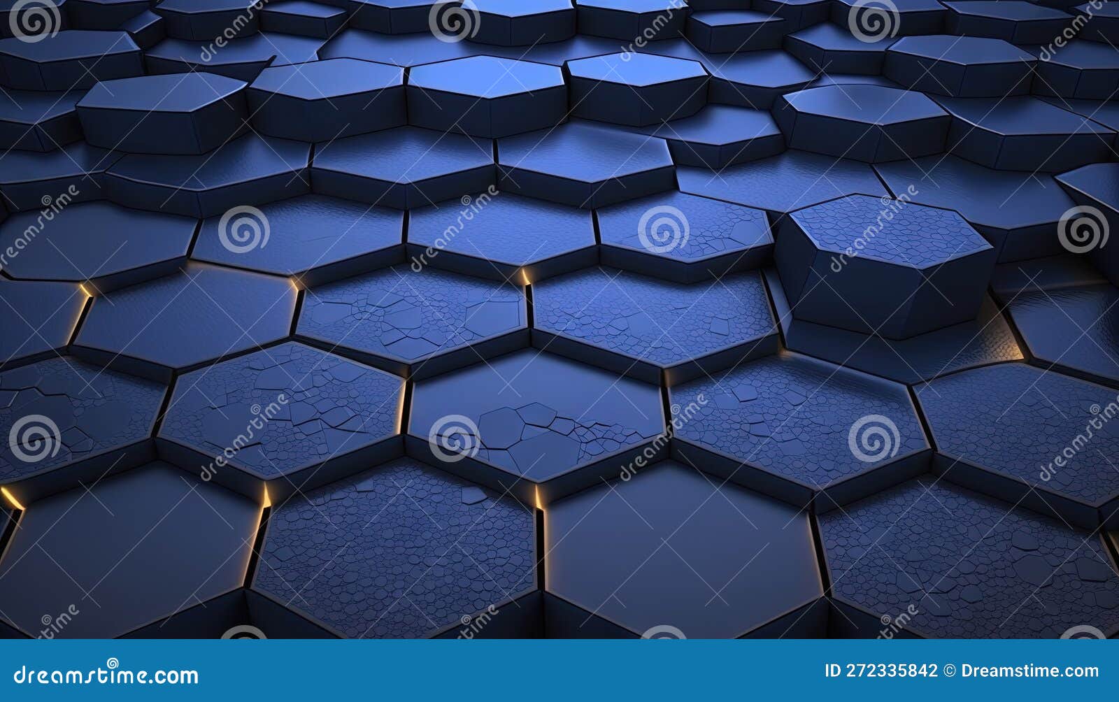 A Blue Hexagonal Background with a Light at the End Stock Illustration ...
