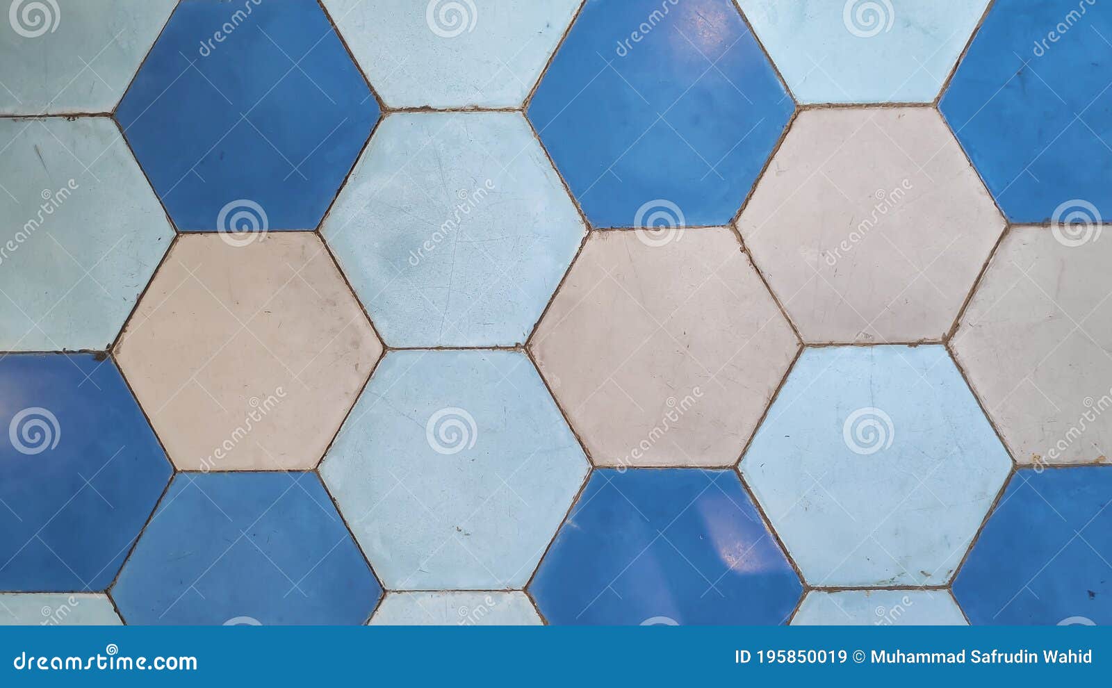 Blue Hexagonal Ceramic Tile Pattern Editorial Stock Image - Image of ...
