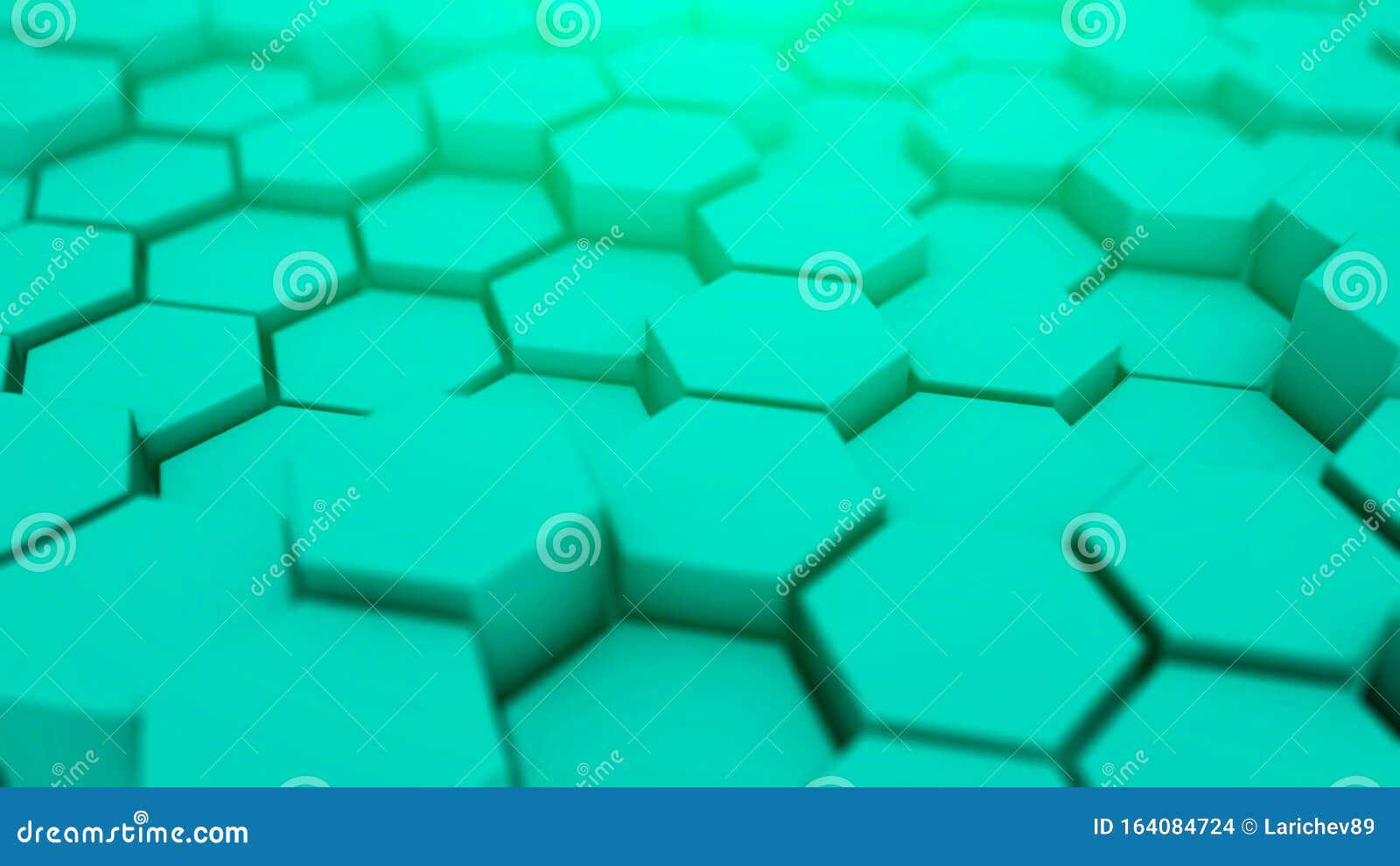 Blue Hexagonal Geometry Background. 3d Illustration of Simple ...