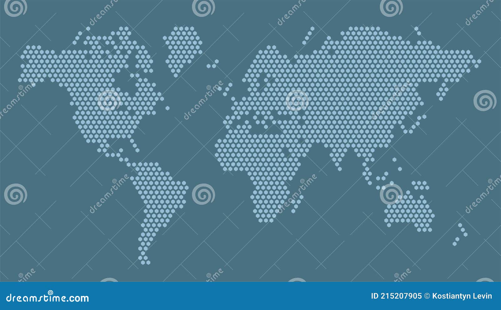 Blue Hexagonal Pixel World Map. Vector Illustration Planet Earth ...