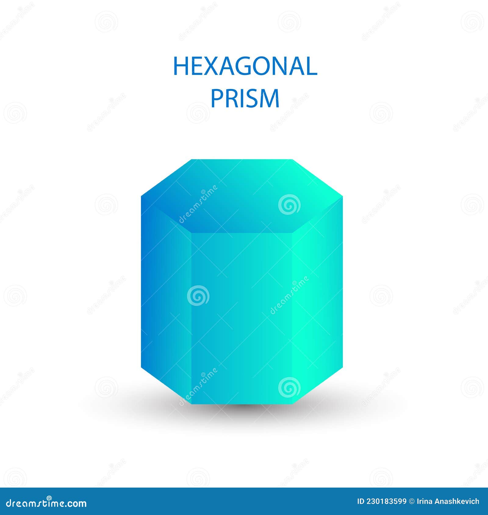 Blue Hexagonal Prism with Gradients and Shadow for Game, Icon, Package ...