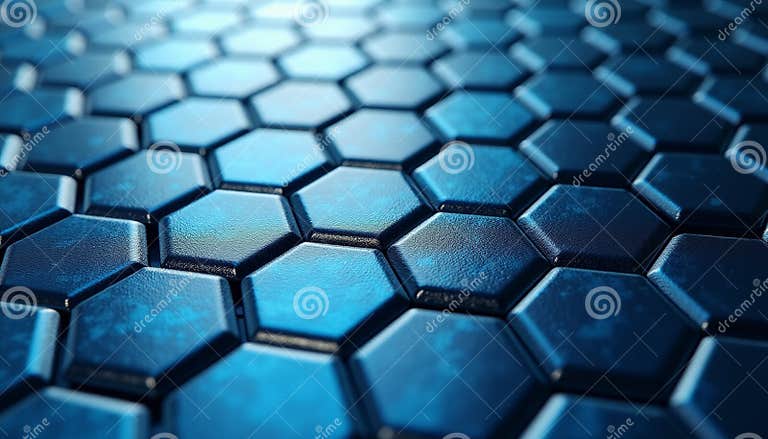 Blue Hexagonal Tile Pattern with Textured Surface Stock Photo - Image ...