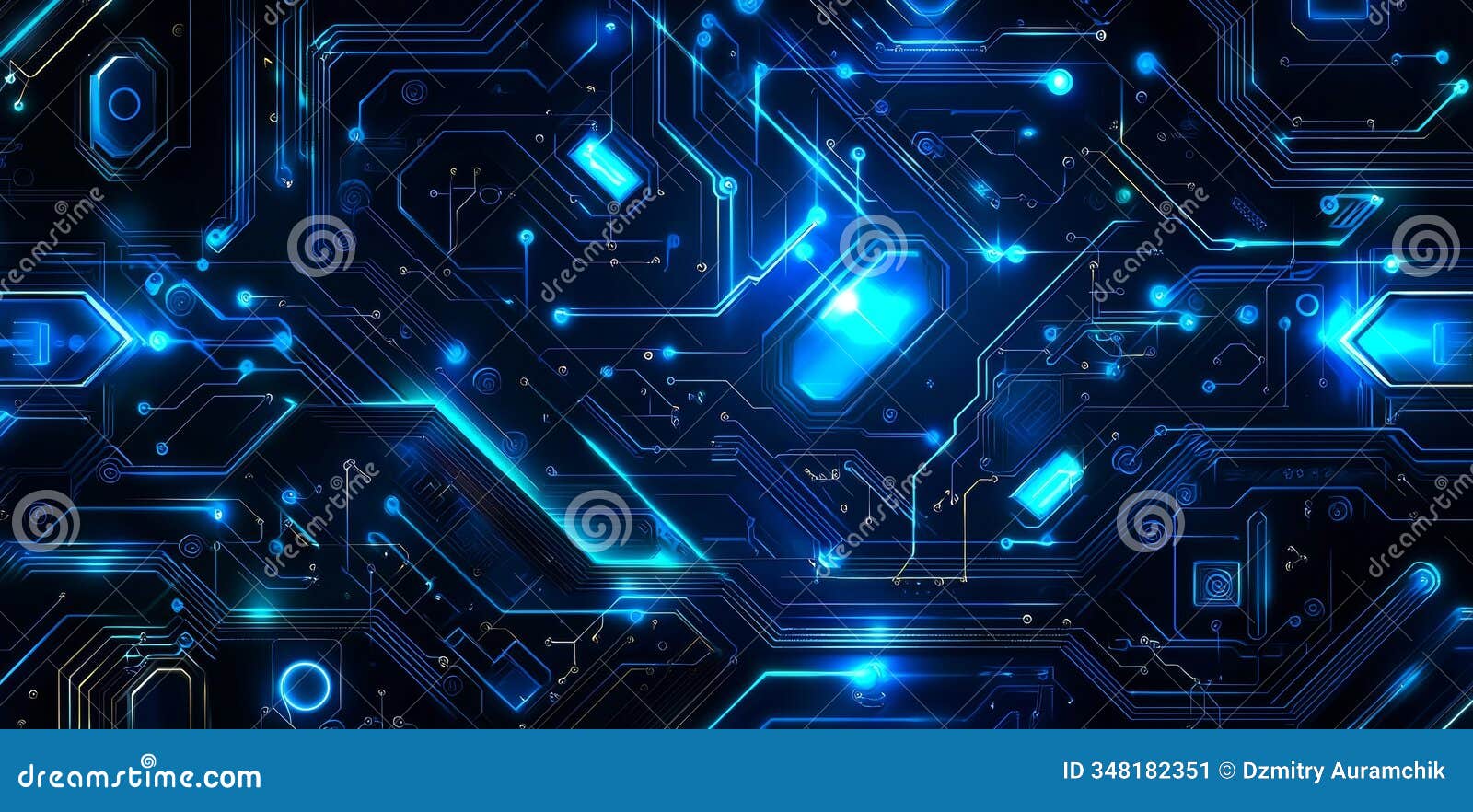 A Blue Hi Tech Background with a Glowing Horizontal Line and a Digital ...