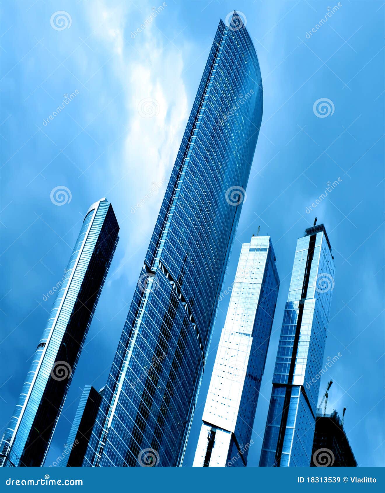 Blue High Glass Modern Building Stock Image - Image of district, future ...