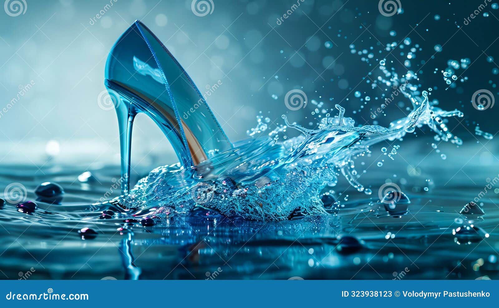A Blue High Heel Shoe is Splashing Water Stock Image - Image of water ...