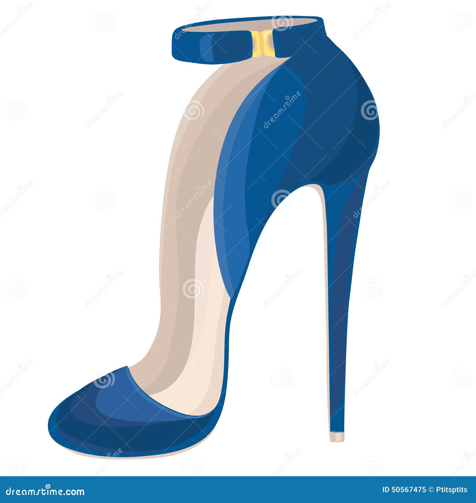 Blue High Heeled Shoe with Buckle Stock Vector - Illustration of high ...