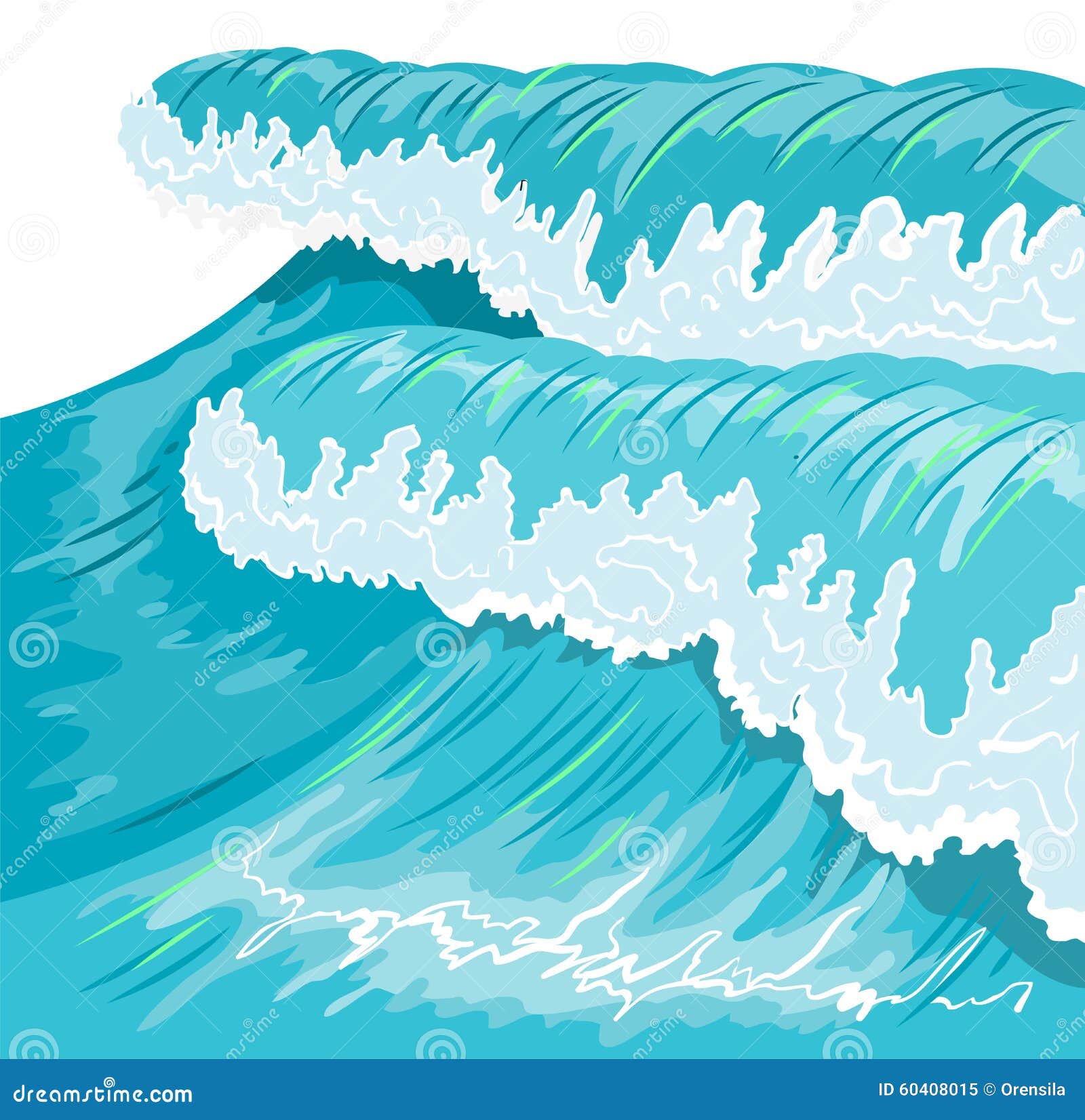 Blue High Ocean Wave. Surge Wave Stock Vector - Illustration of surfing ...