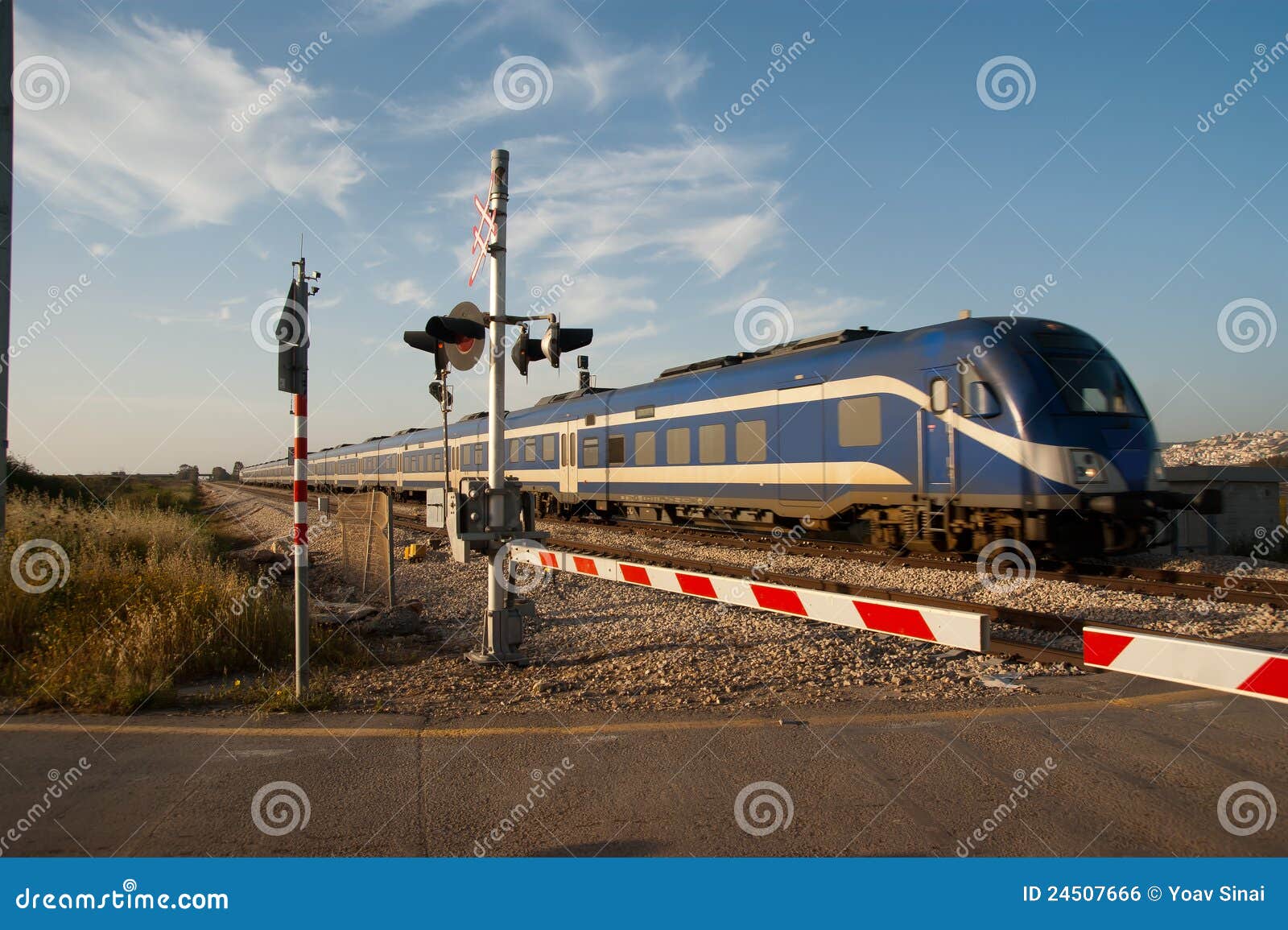 Blue High Speed Passenger Train Stock Photo - Image of clouds, blue ...