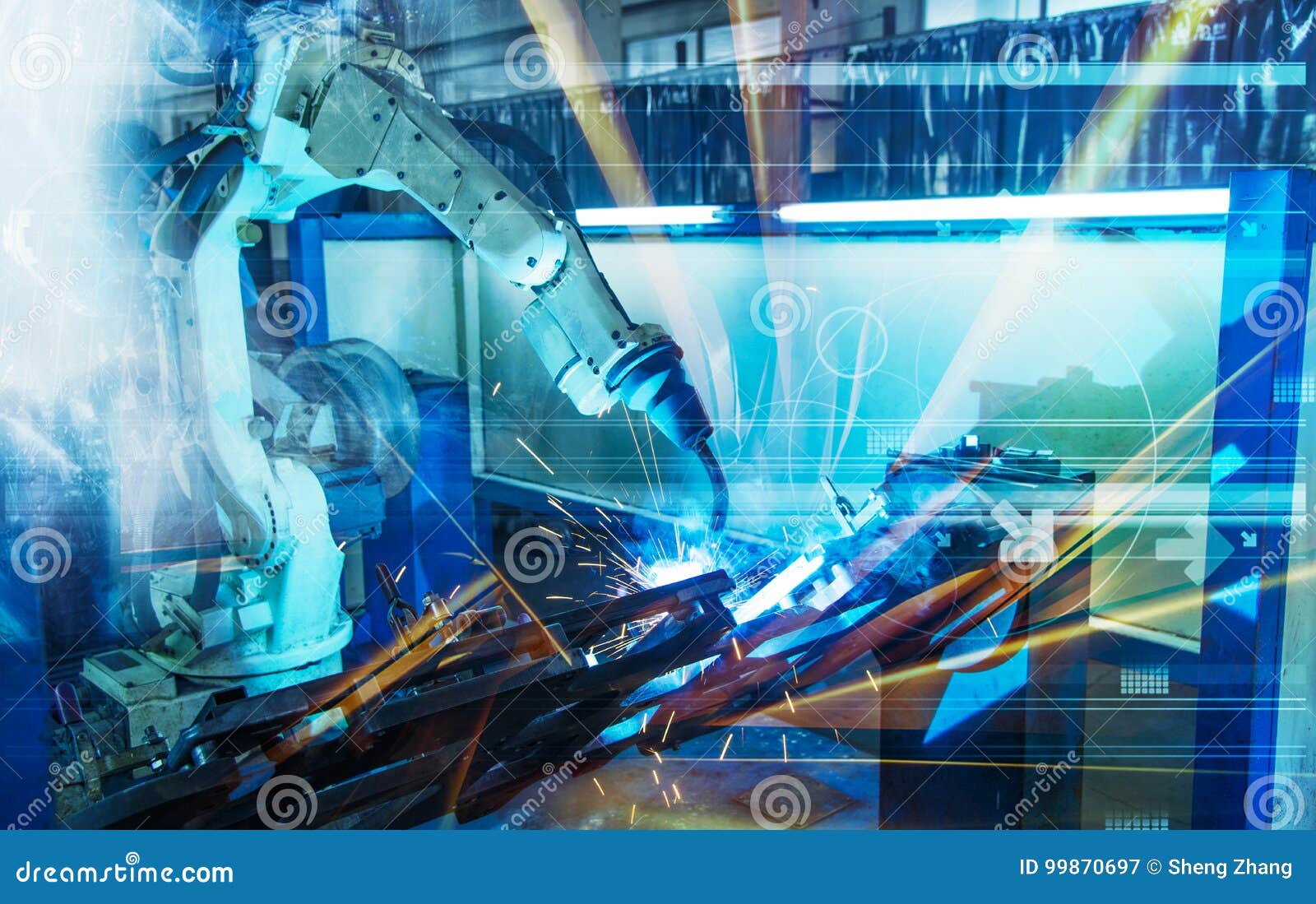 A Blue High-tech Automatic Robotic Manipulator Stock Image - Image of ...