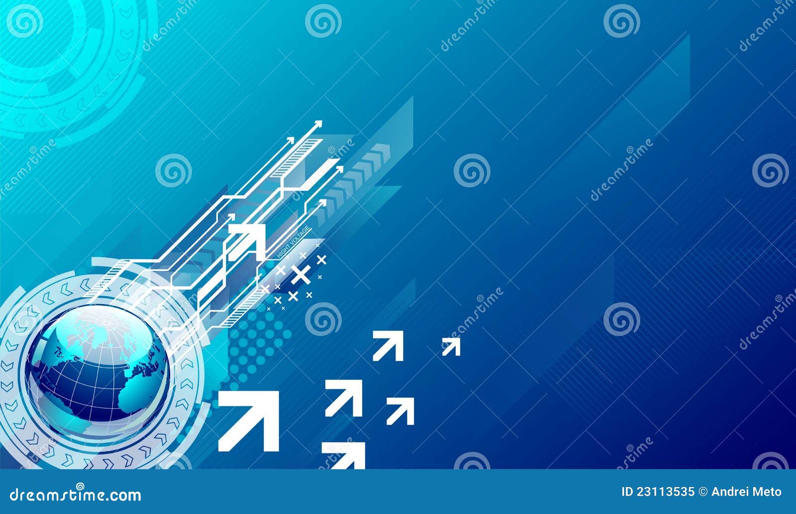 Blue high-tech background stock illustration. Illustration of arrows ...