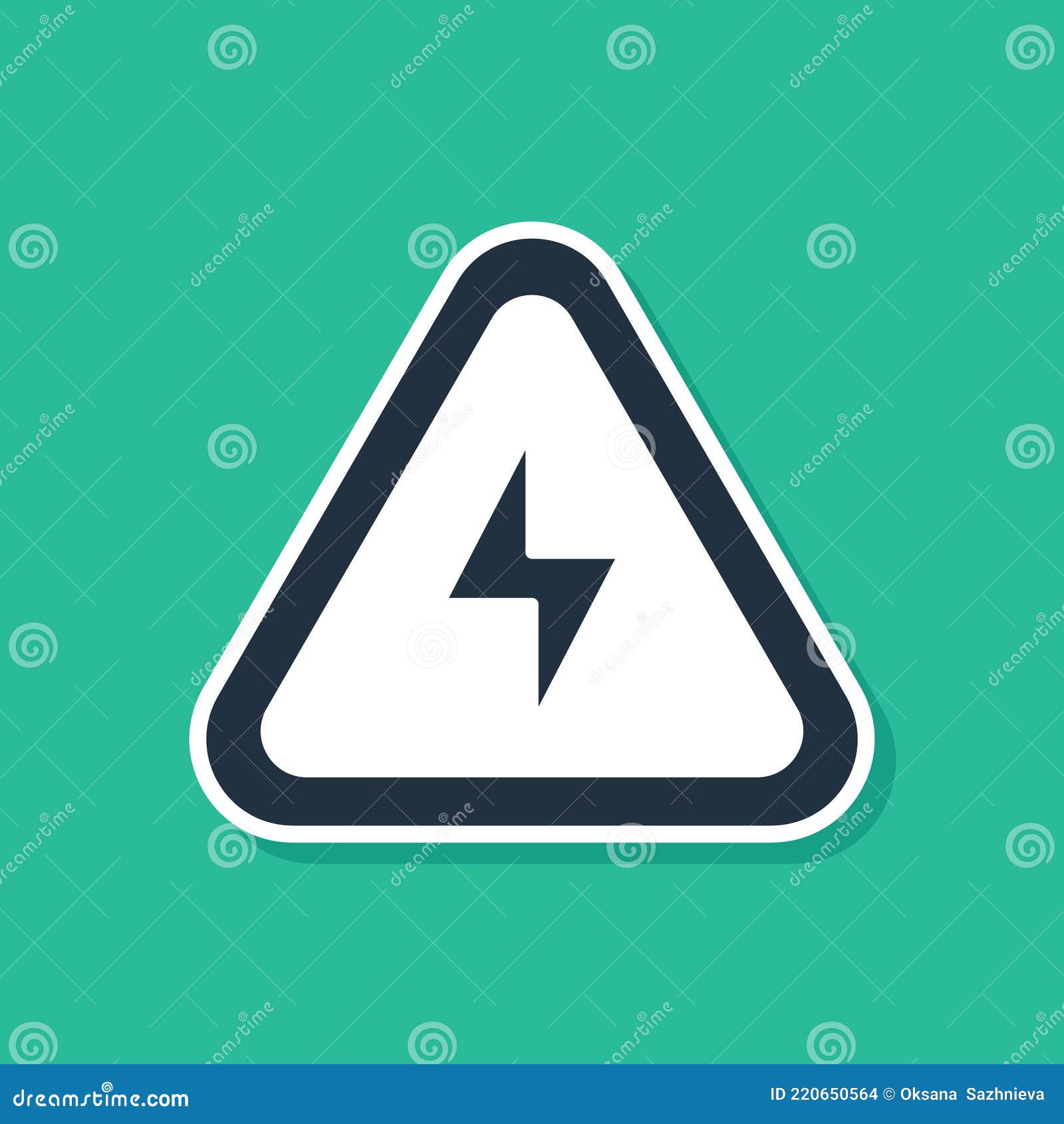 Blue High Voltage Icon Isolated on Green Background. Danger Symbol ...