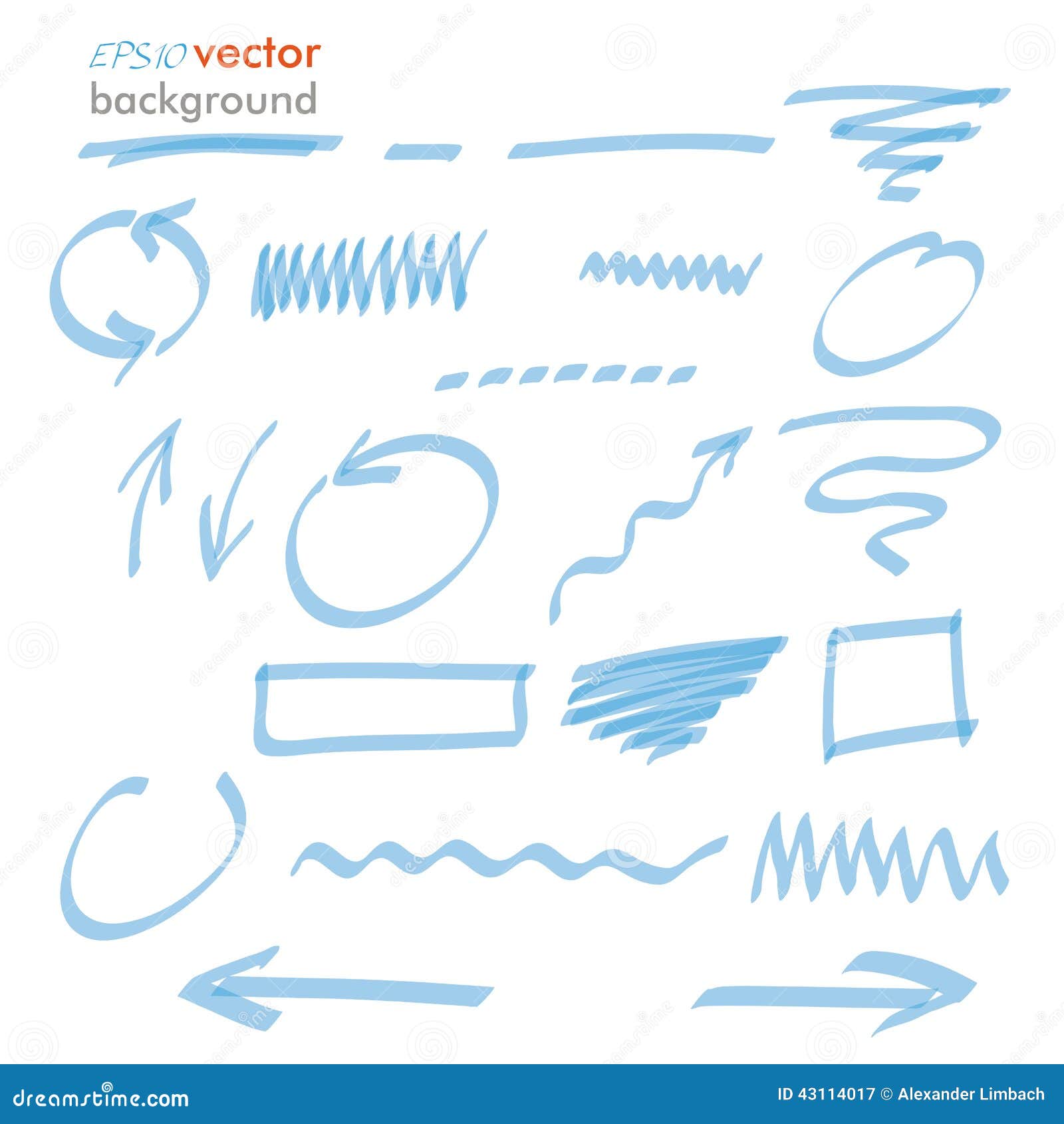 Blue Highlighter Arrow Isolated On Transparent Background. Marker Pen ...