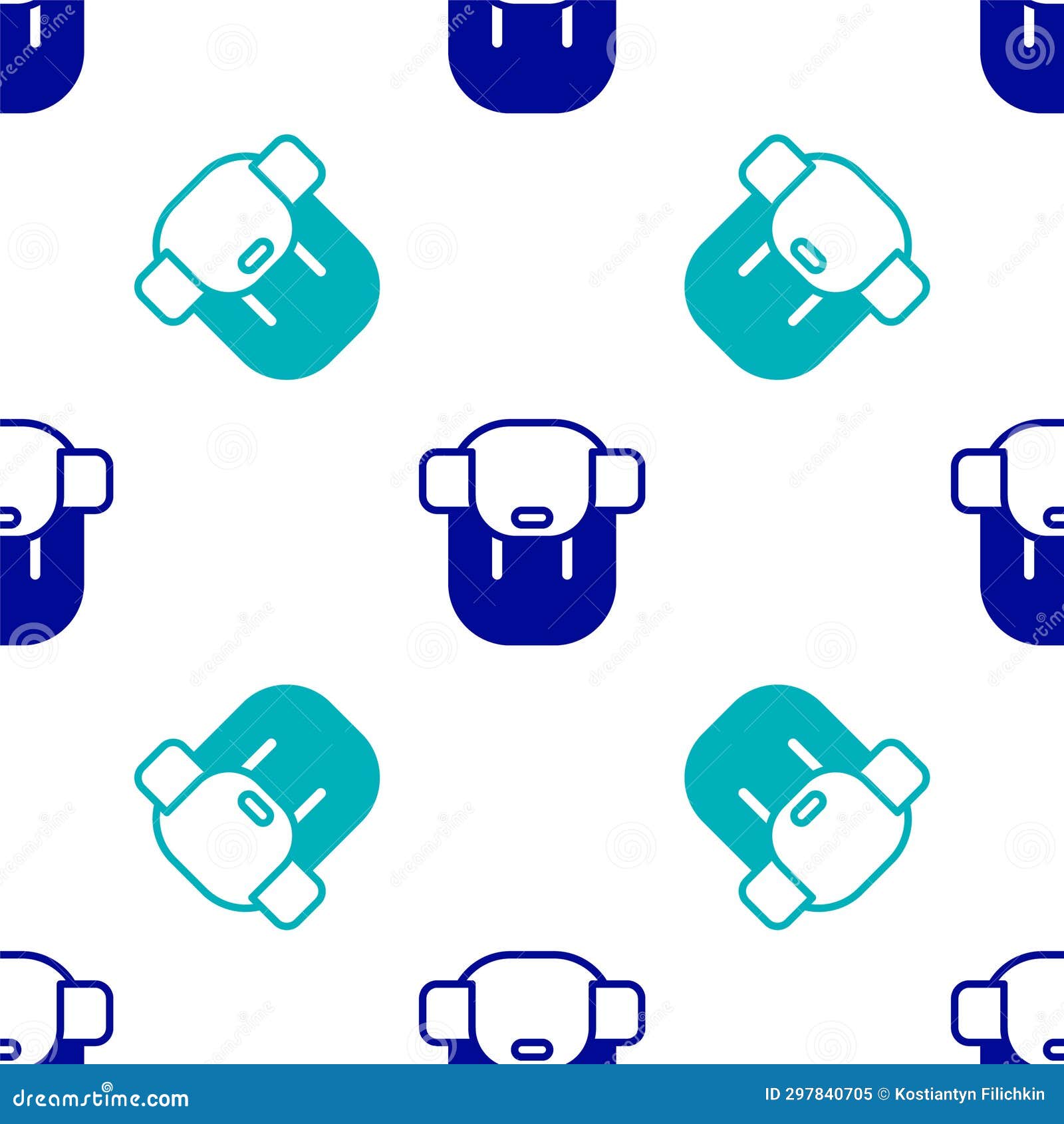 Blue Hiking Backpack Icon Isolated Seamless Pattern on White Background ...