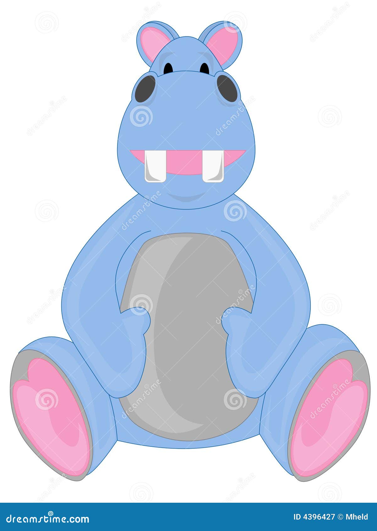 Blue Hippo stock vector. Illustration of soft, white, cuddly - 4396427