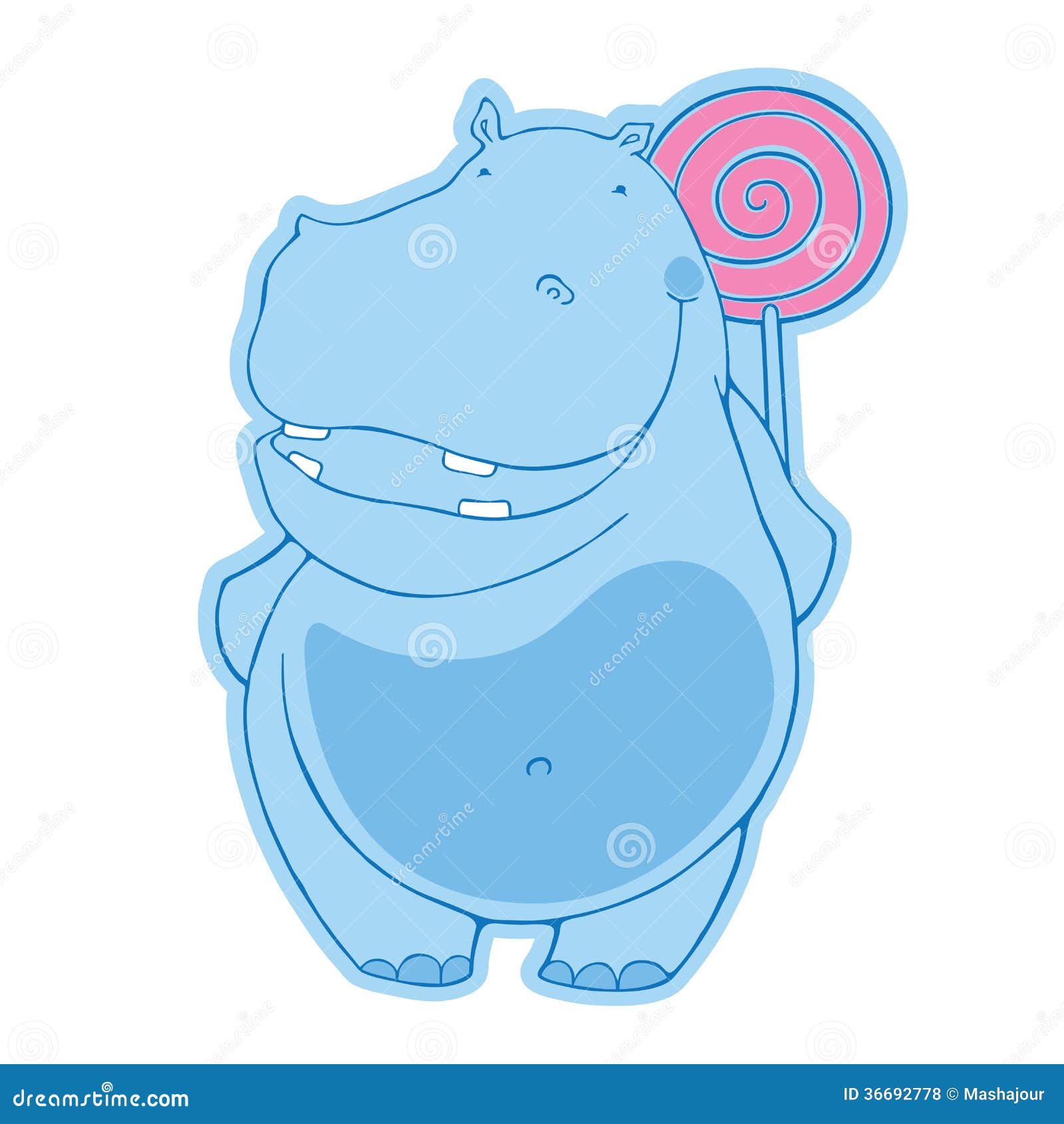 Blue hippo with candy stock vector. Illustration of africa - 36692778