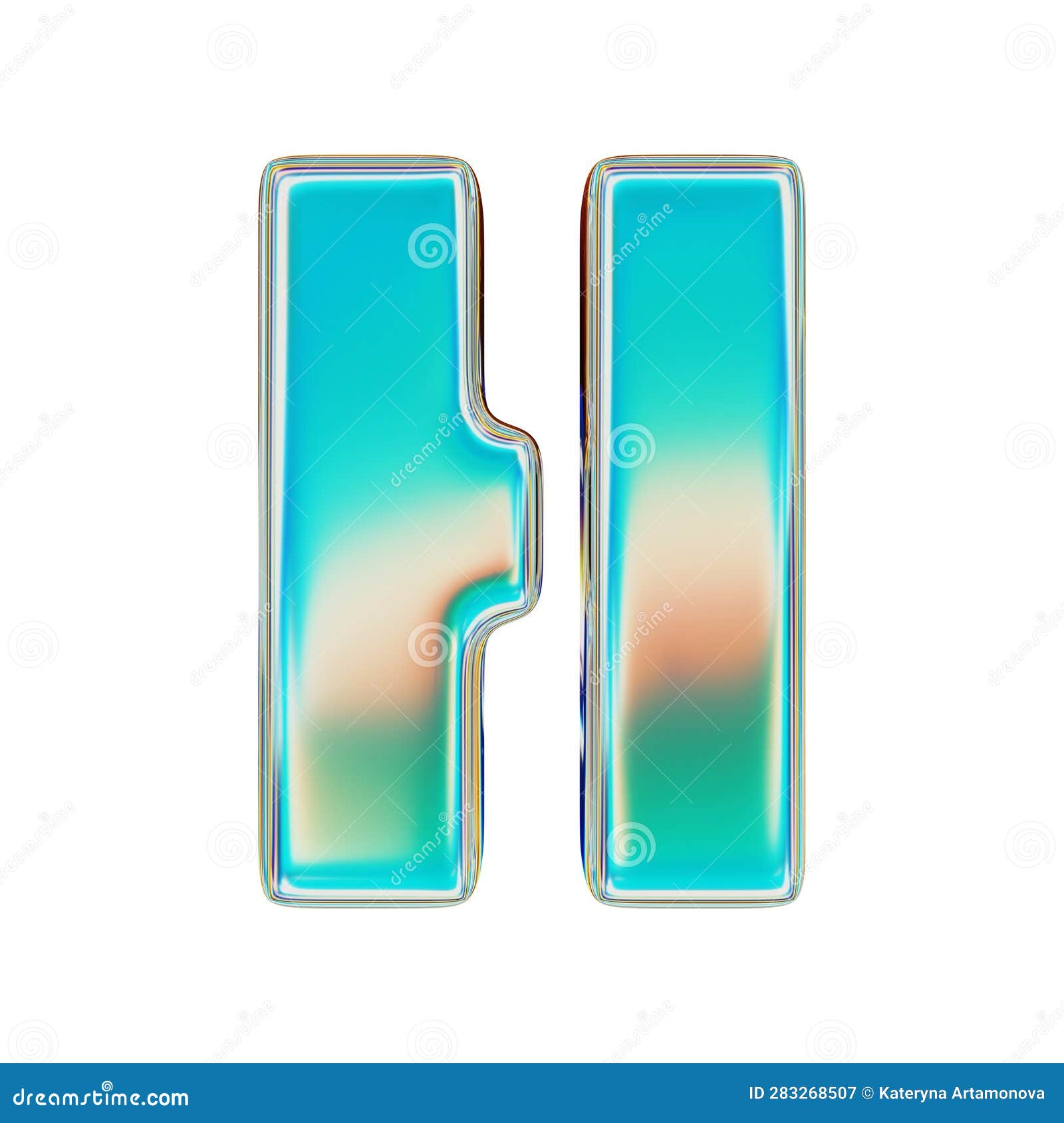 Blue Holographic Letter H. Realistic 3D Render Stock Illustration ...