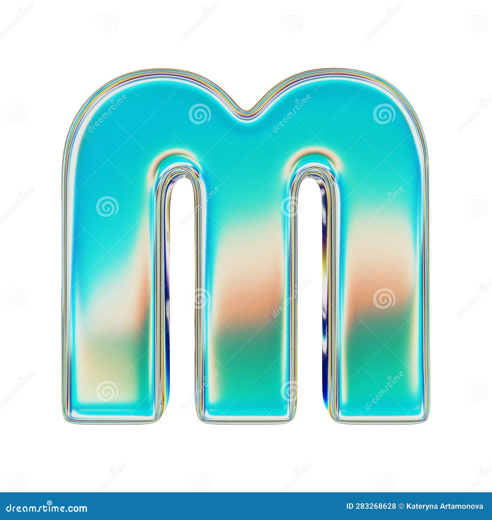 Blue Holographic Letter M. Realistic 3D Render Stock Illustration ...