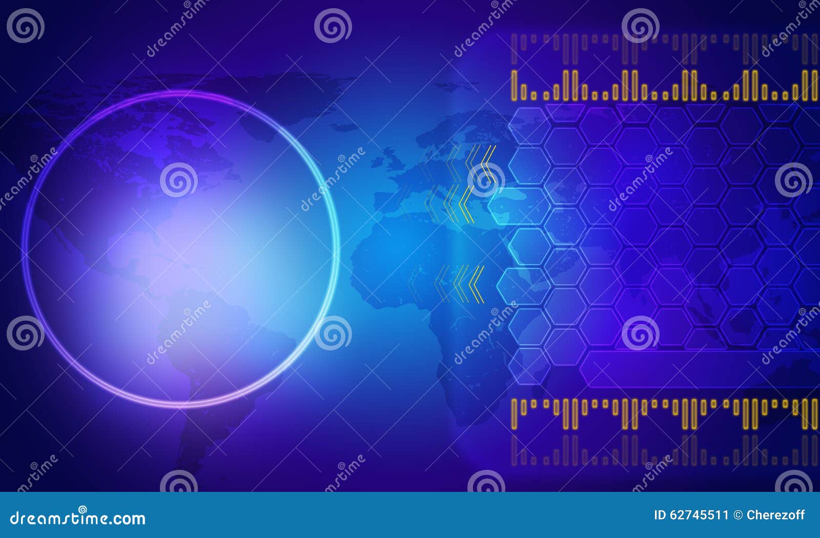 Blue holographic screen stock illustration. Illustration of world ...
