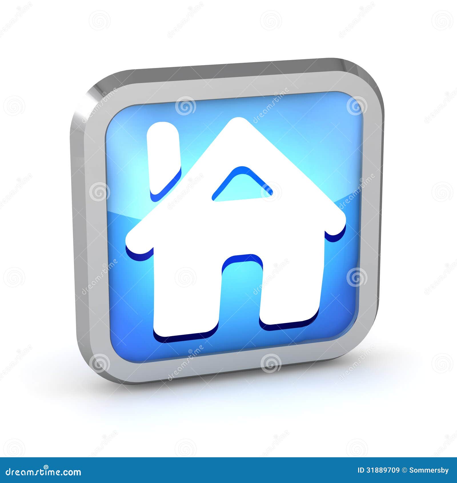 Blue home button icon stock illustration. Illustration of metal - 31889709