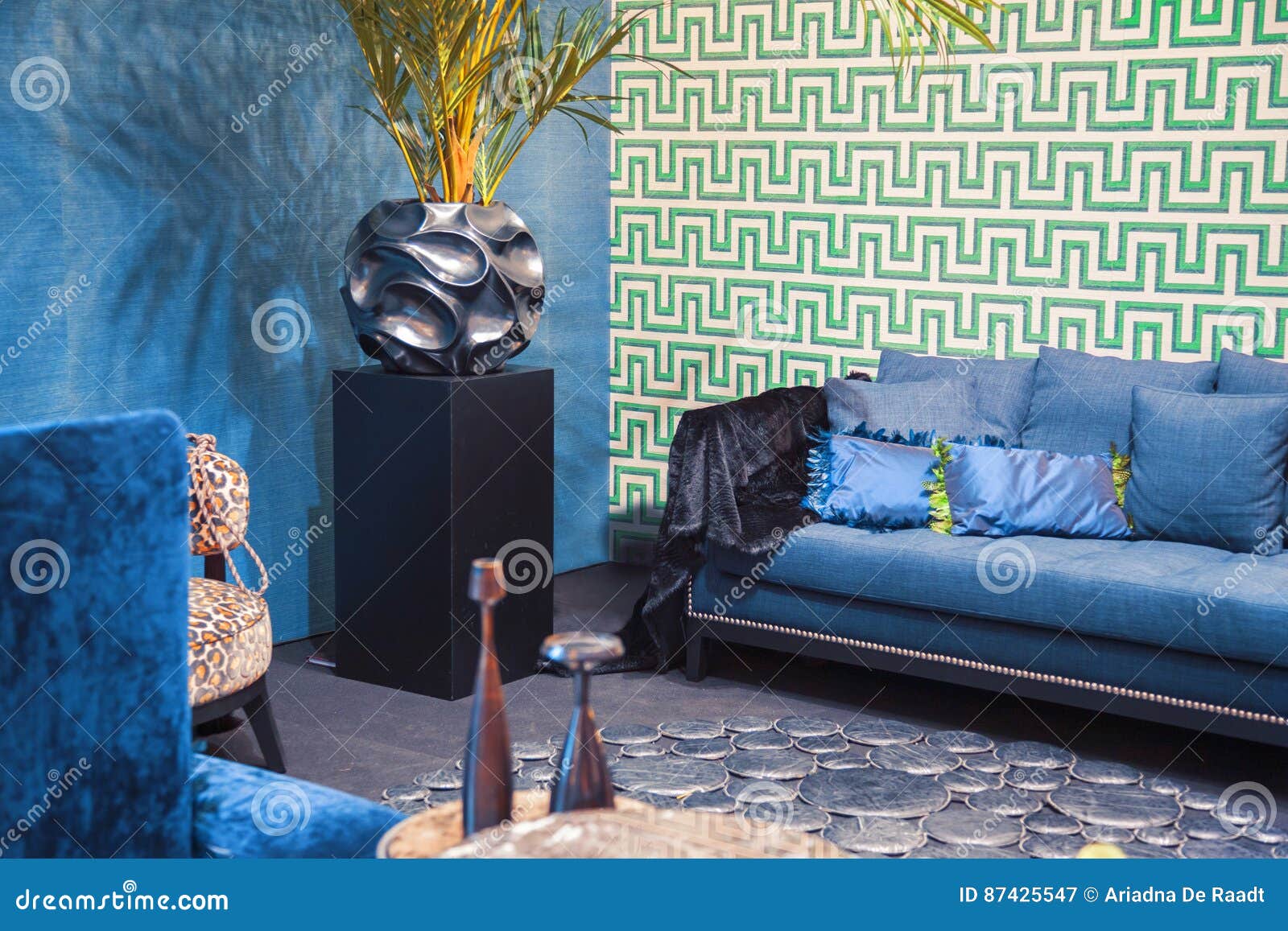 Blue home interior stock image. Image of couch, stylish - 87425547