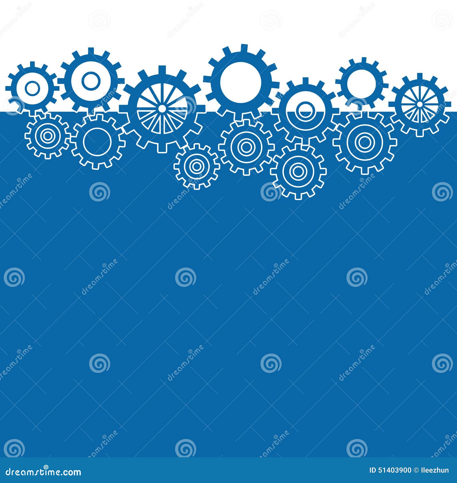 Blue Horizontal Background with Gears Stock Illustration - Illustration ...