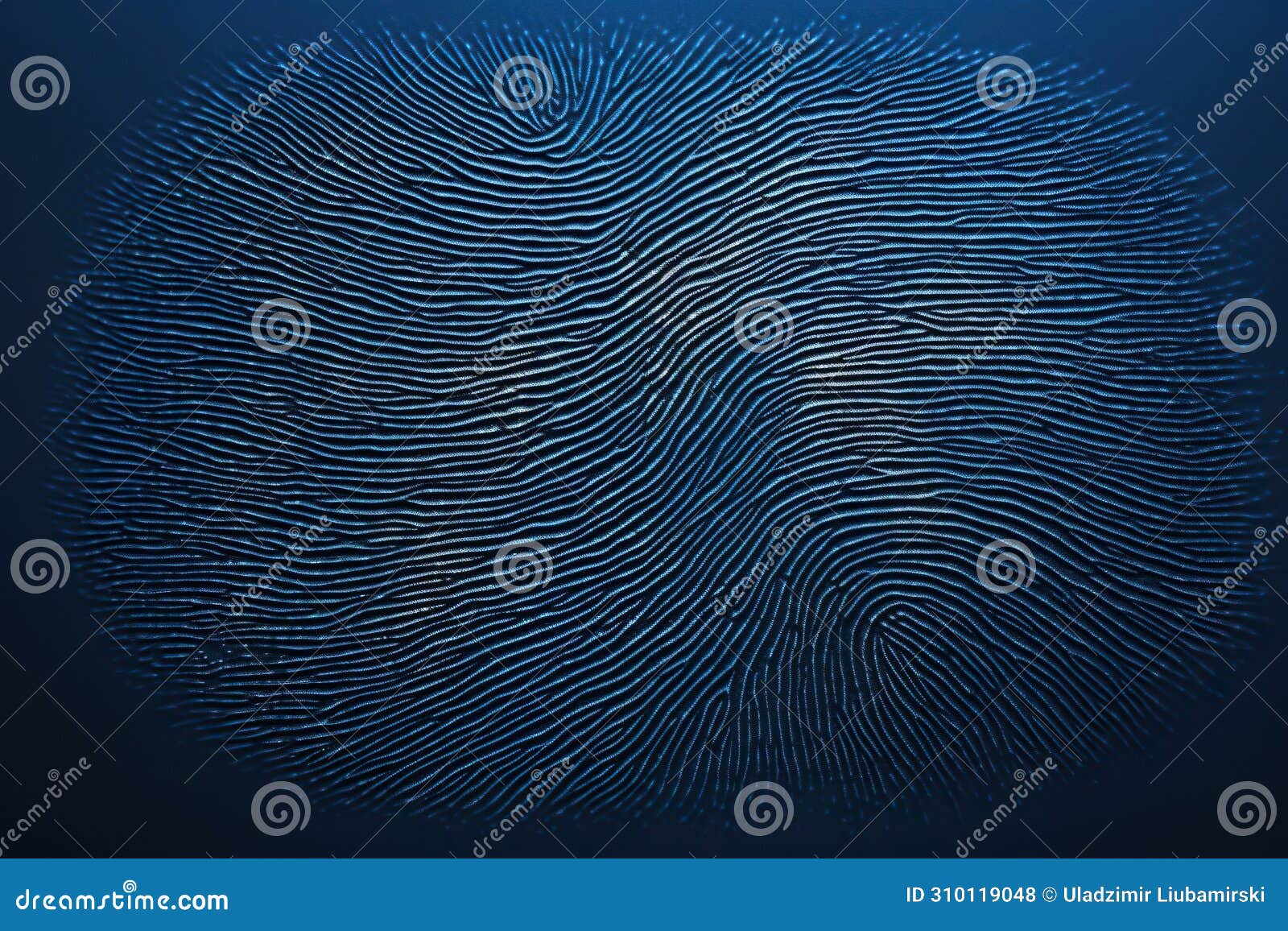 Blue Horizontal Background with Fingerprint Texture Close Up. Generated ...