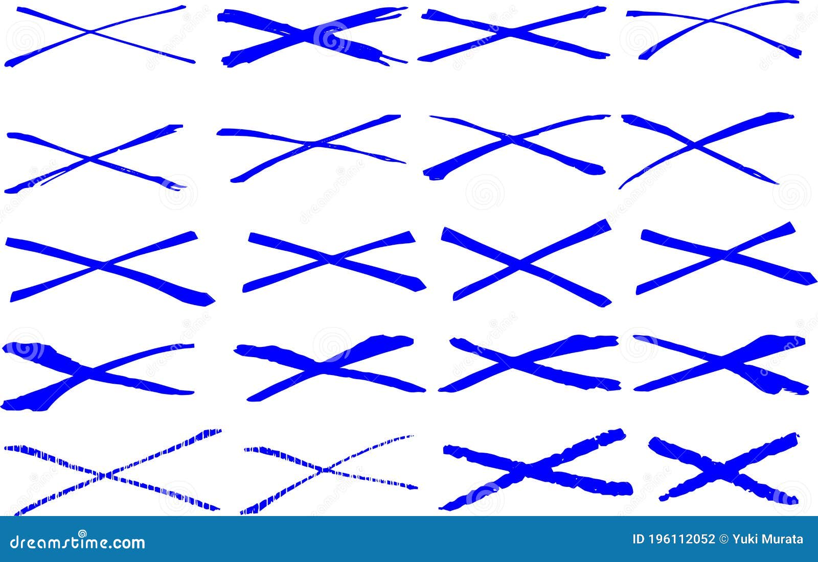 Blue Horizontal Cross Mark Set Stock Vector - Illustration of ...