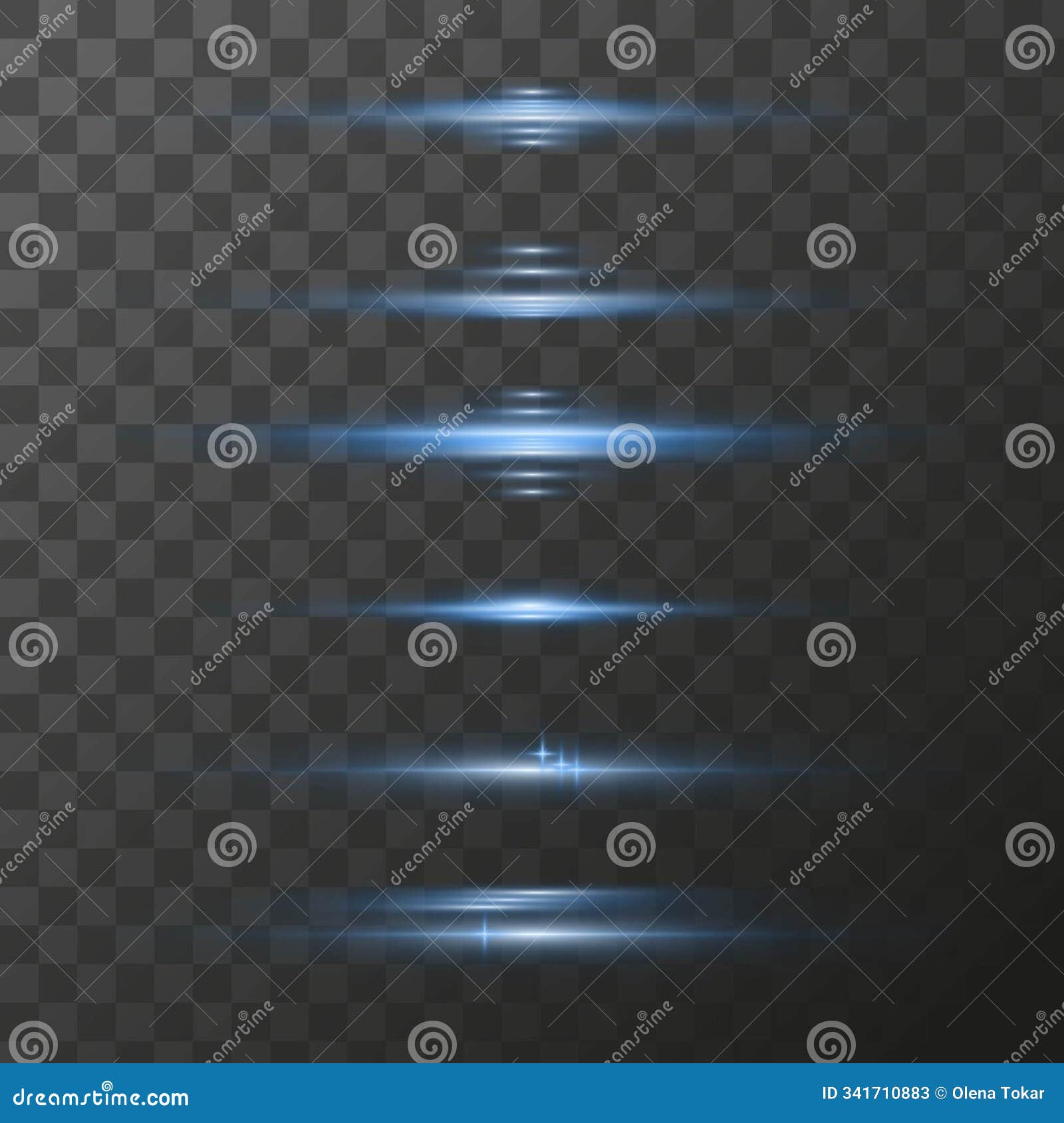 Blue Horizontal Light Rays of Blue Color, Glowing Particles Shining ...