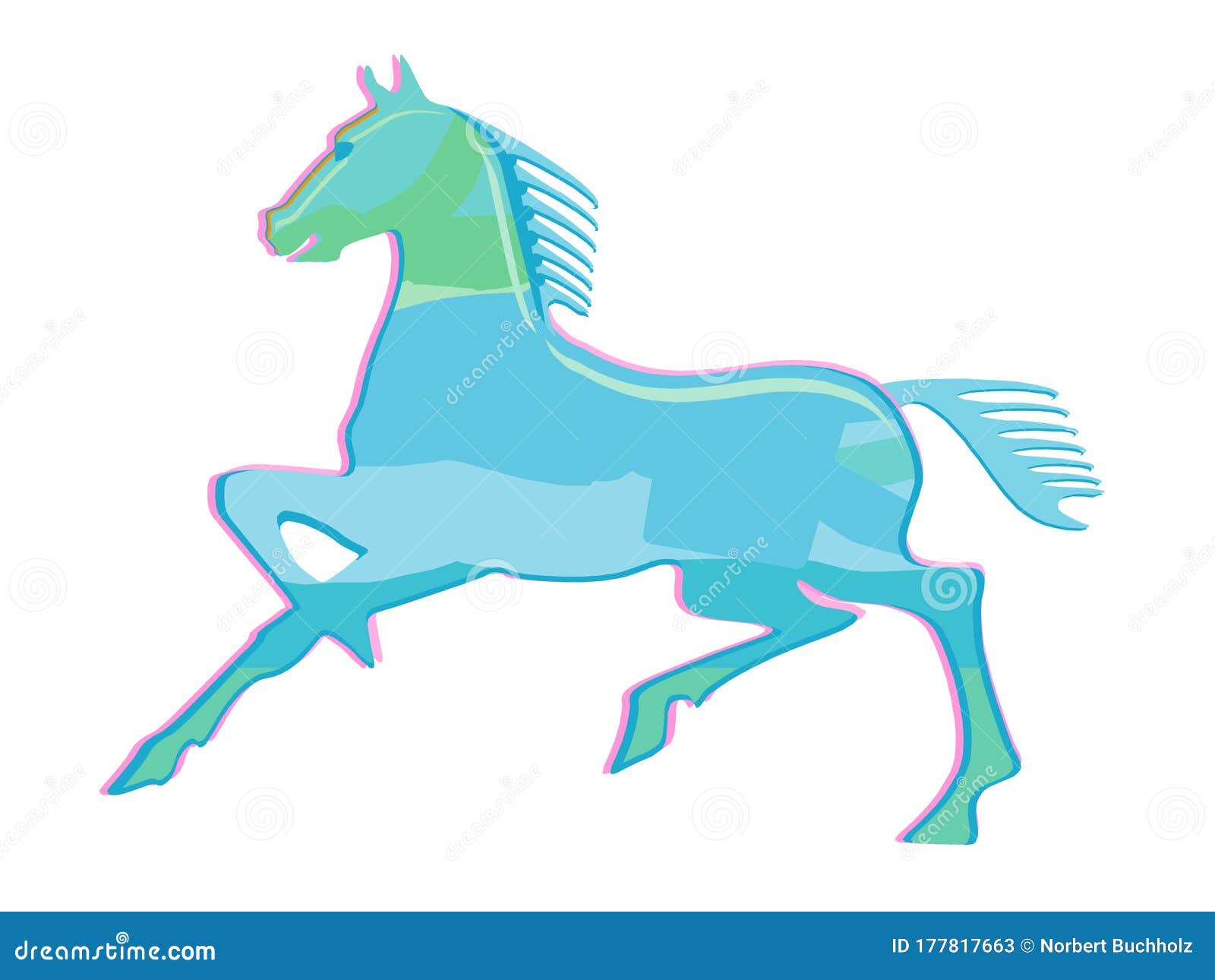 Blue Horse Silhouette. Running Horse Silhouette. Cloud Of Ink I Stock ...