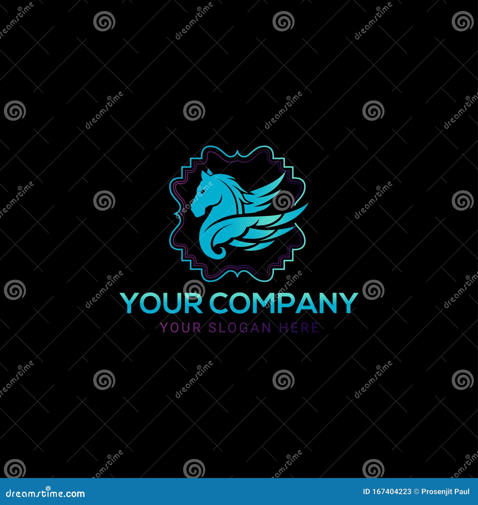 Blue Horse Pegasus Logo Vector Stock Vector - Illustration of legend ...