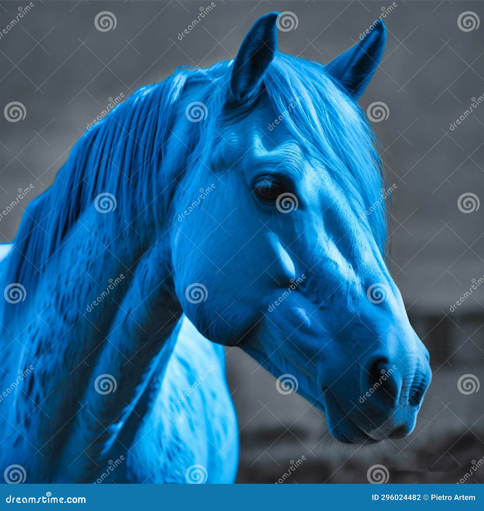 Blue Horse Portrait of a Horse Stock Photo - Image of mare, generated ...