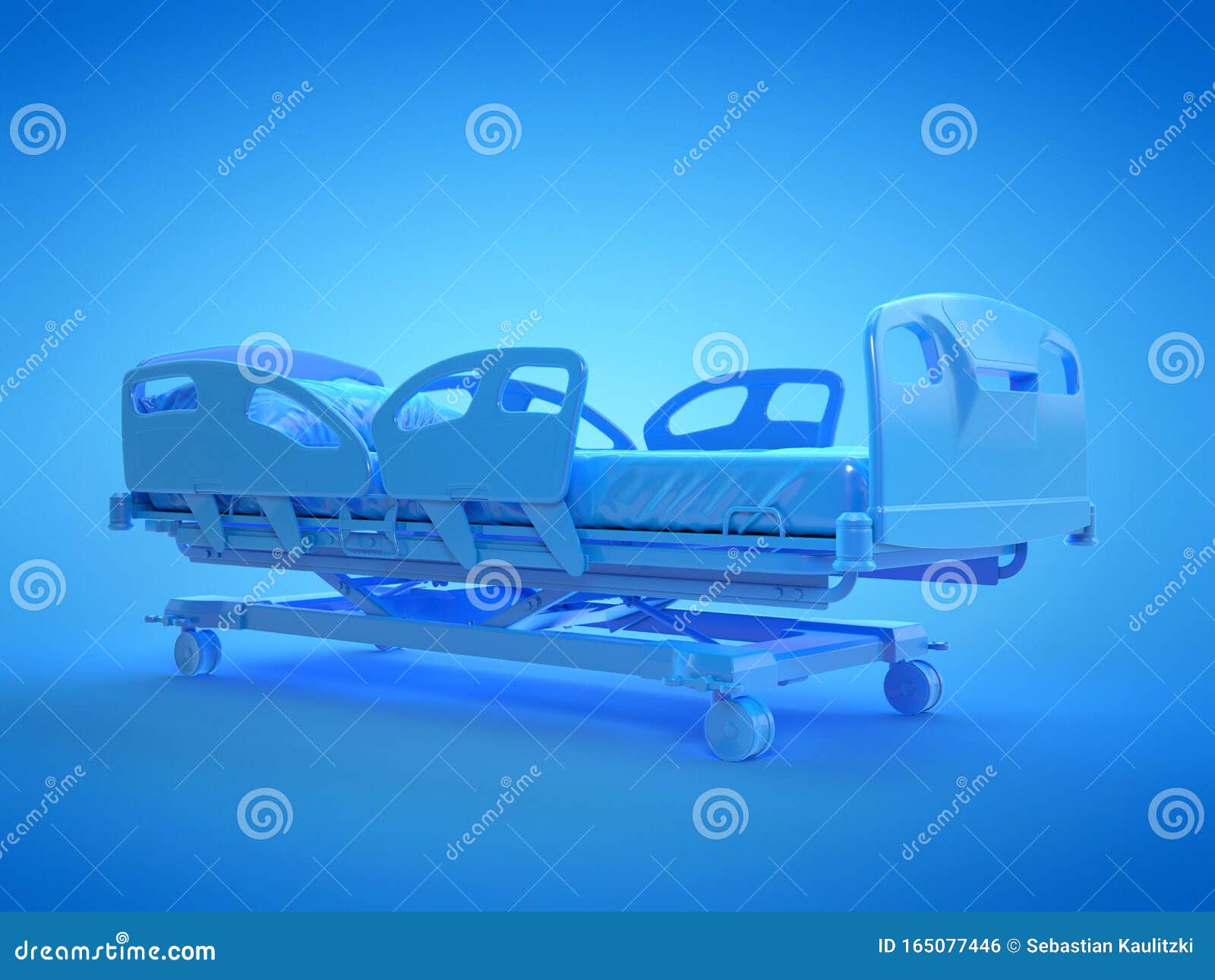 A blue hospital bed stock illustration. Illustration of model - 165077446
