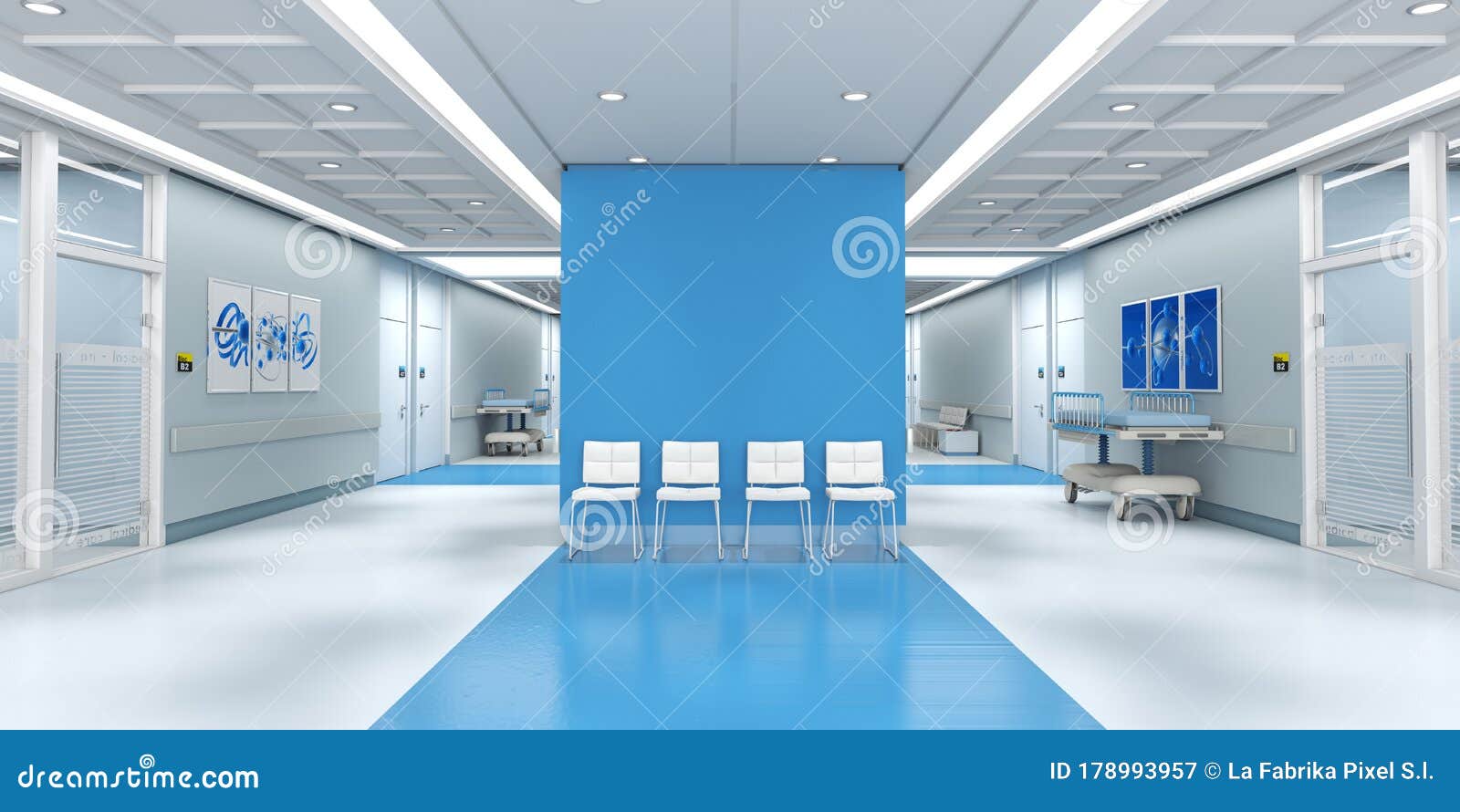 Blue Hospital with Copy Space Stock Illustration - Illustration of ...