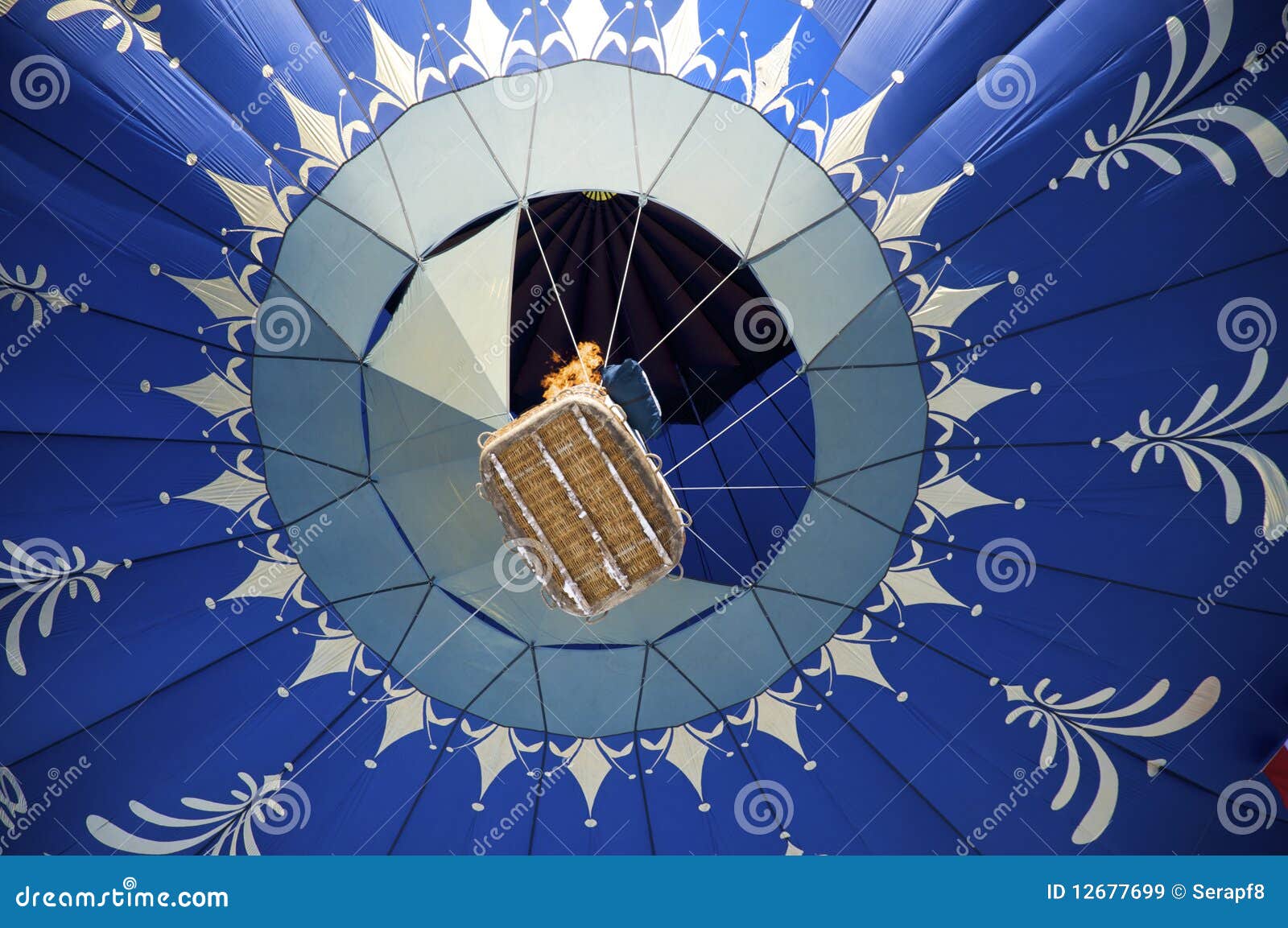 Blue hot air ballon stock image. Image of highness, calm - 12677699