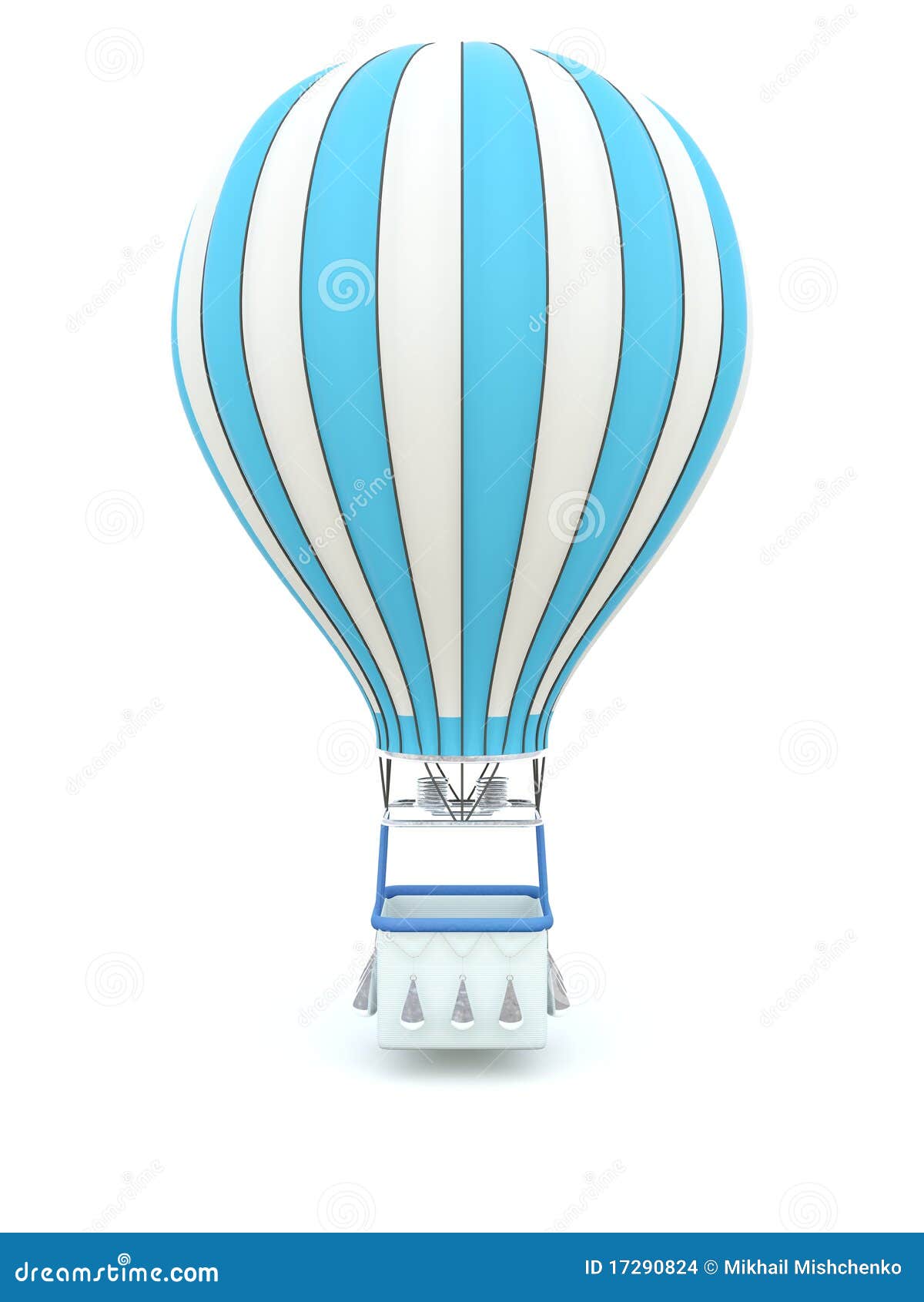 Blue hot air balloon stock illustration. Illustration of basket - 17290824