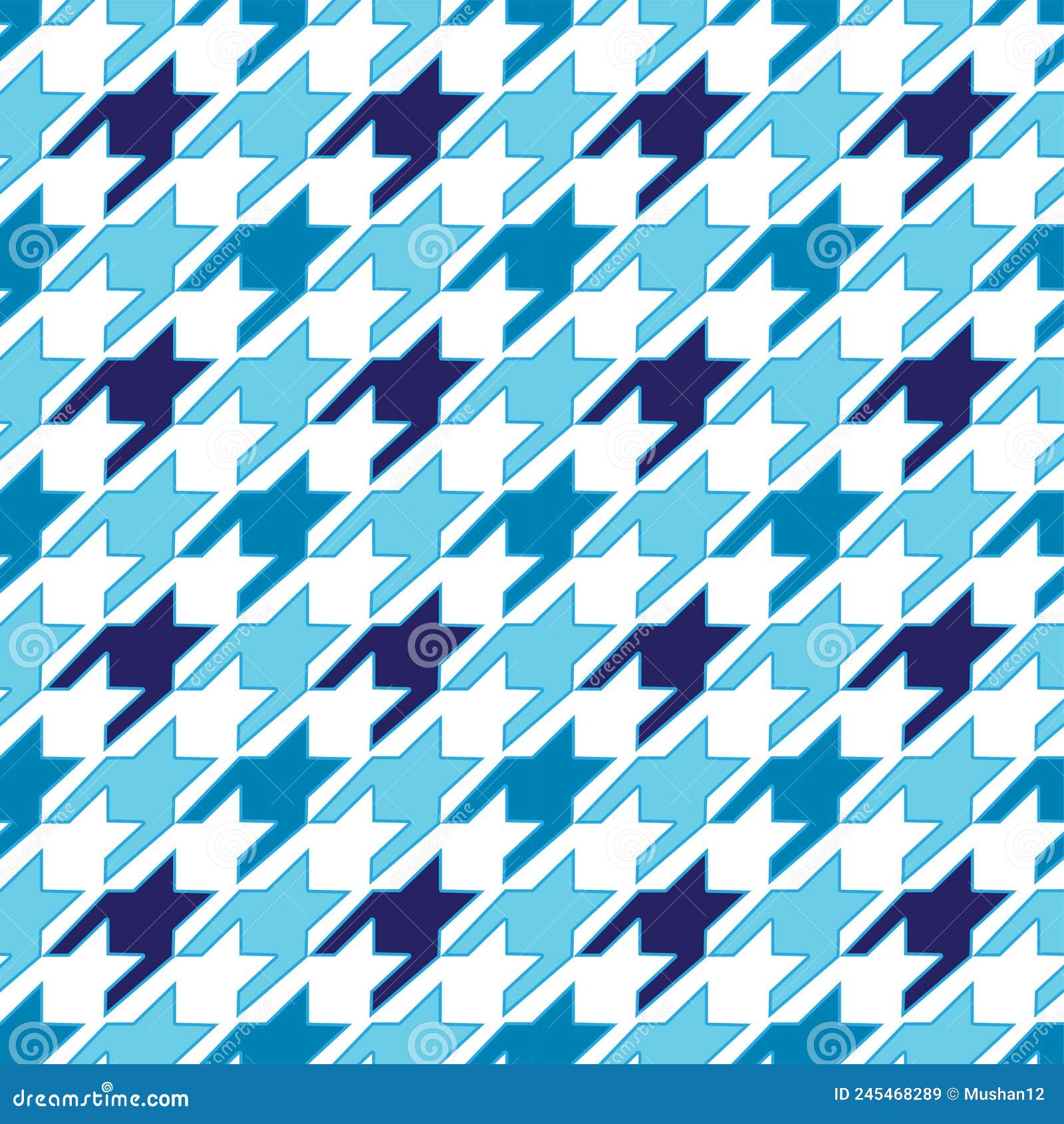 Blue Houndstooth Pattern Fabric Swatch. Stock Vector - Illustration of houndstooth, seamless ...