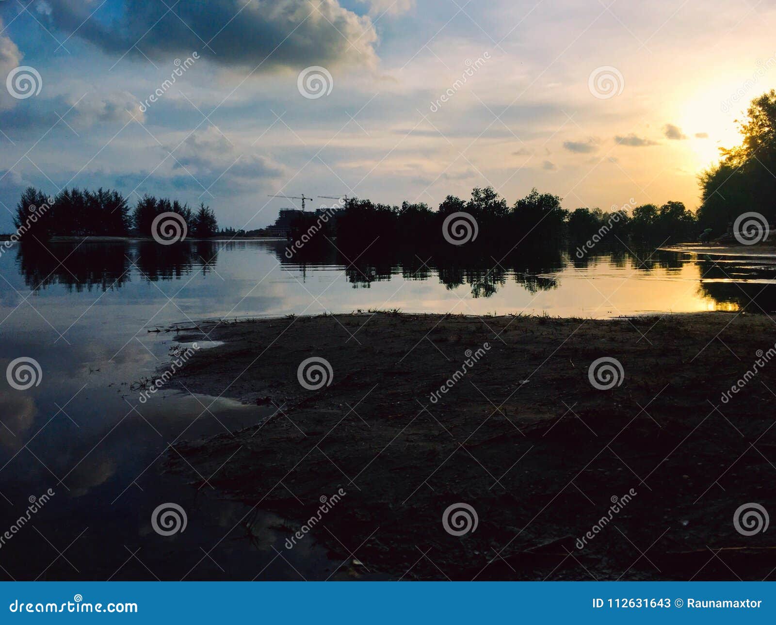Blue Hour of Nature Reflection on the Lake Stock Image - Image of water ...
