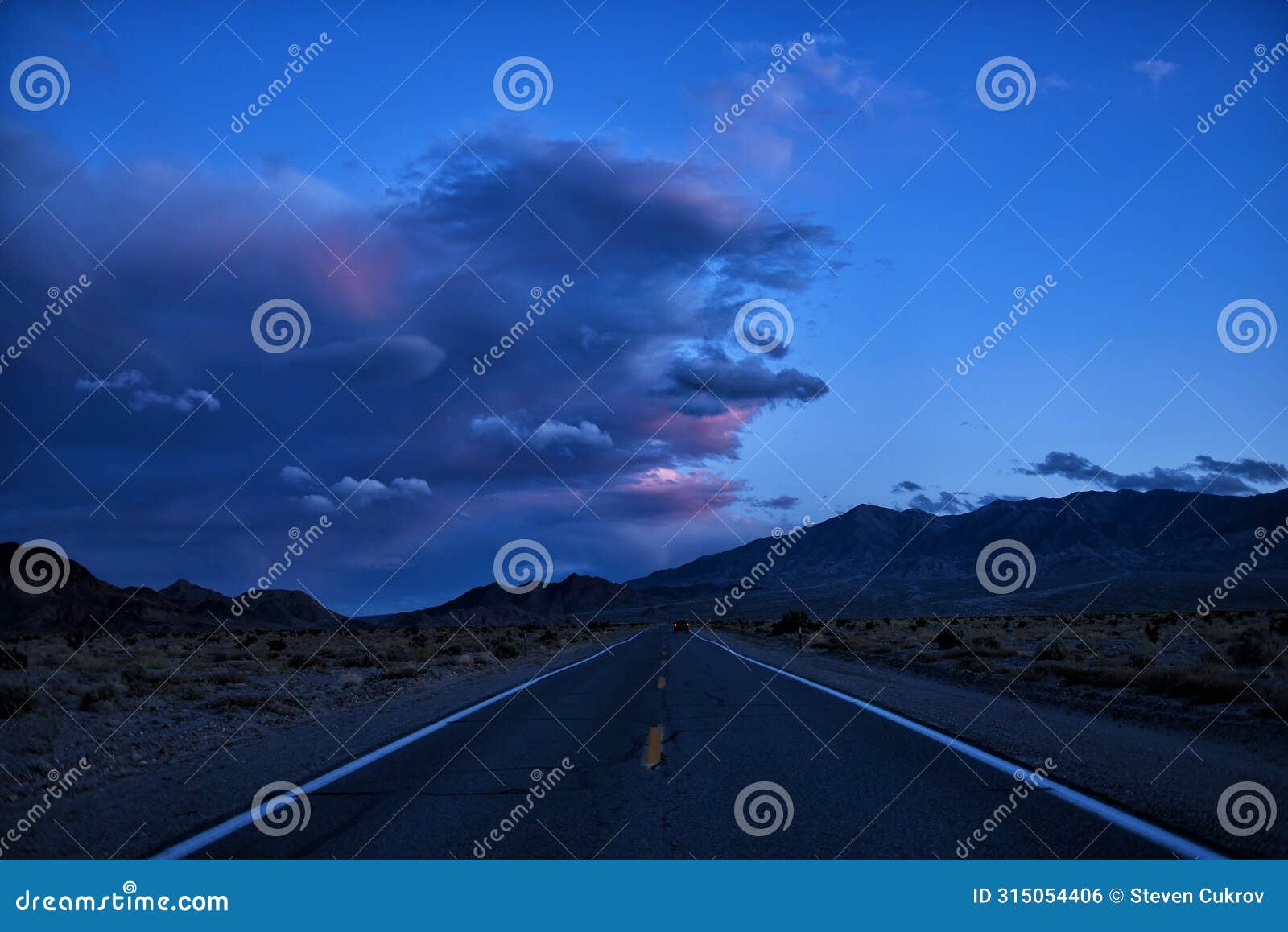 Blue Hour on Route 127 in the Mojave Desert, California Stock Photo ...