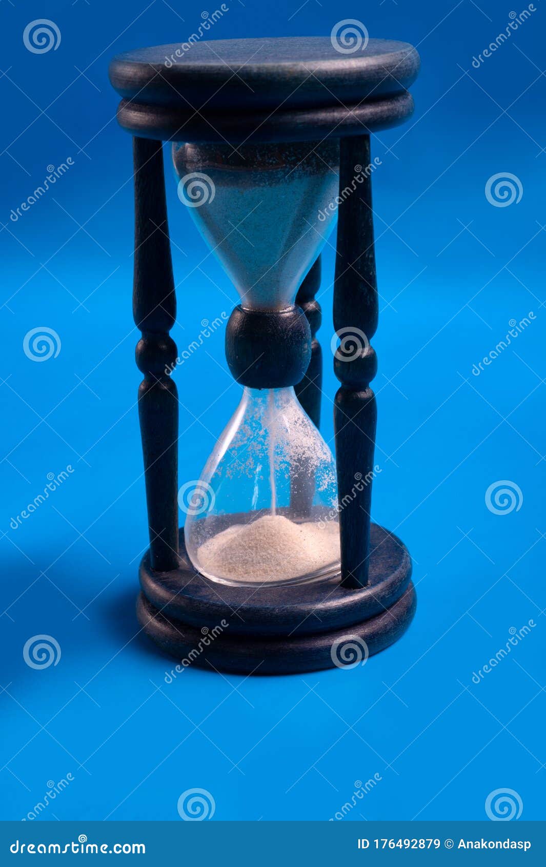 Blue Hourglass Over Bluebackground. Close Up Stock Image - Image of ...