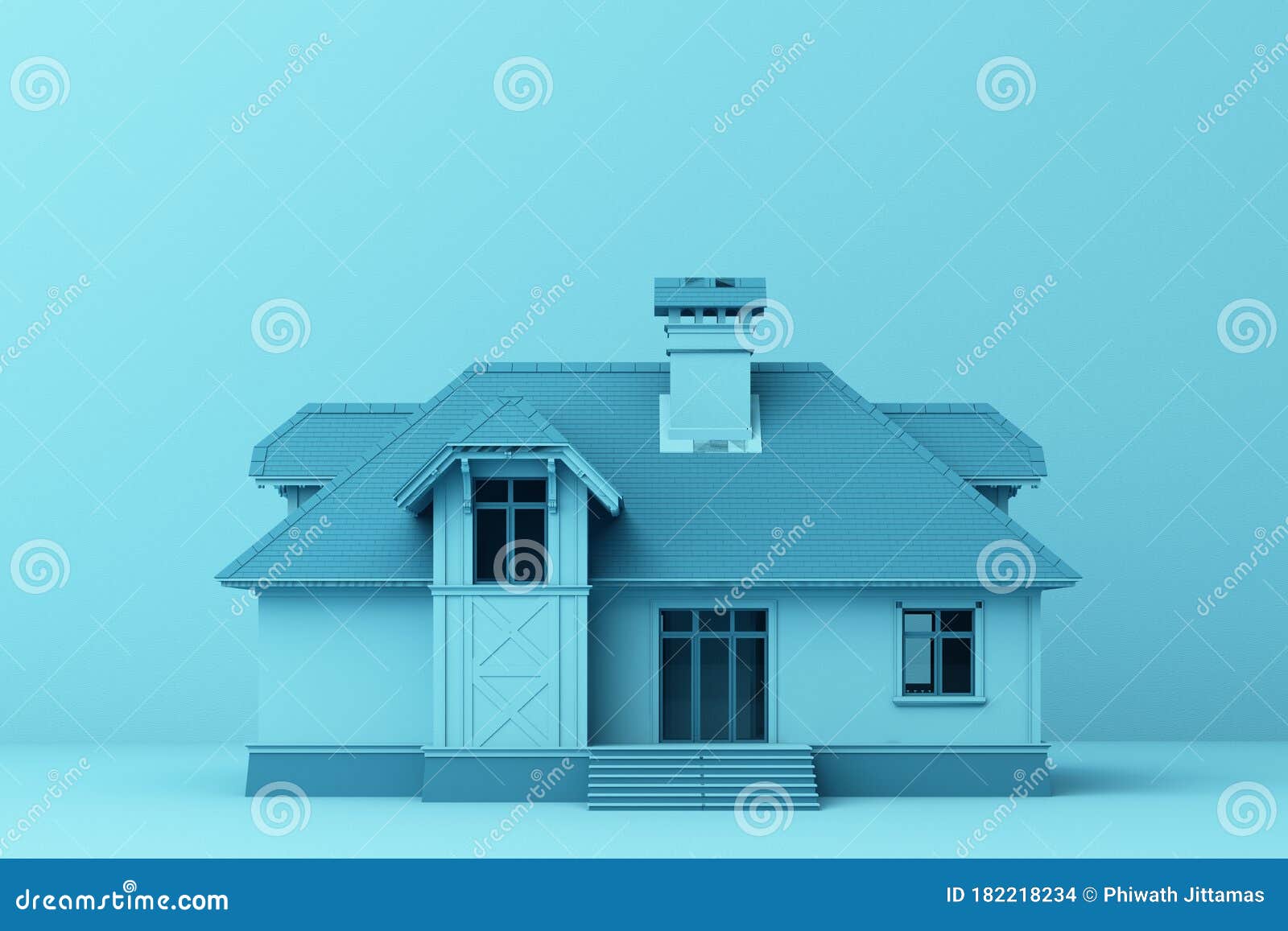 A Blue House on Blue Background. Stock Illustration - Illustration of ...