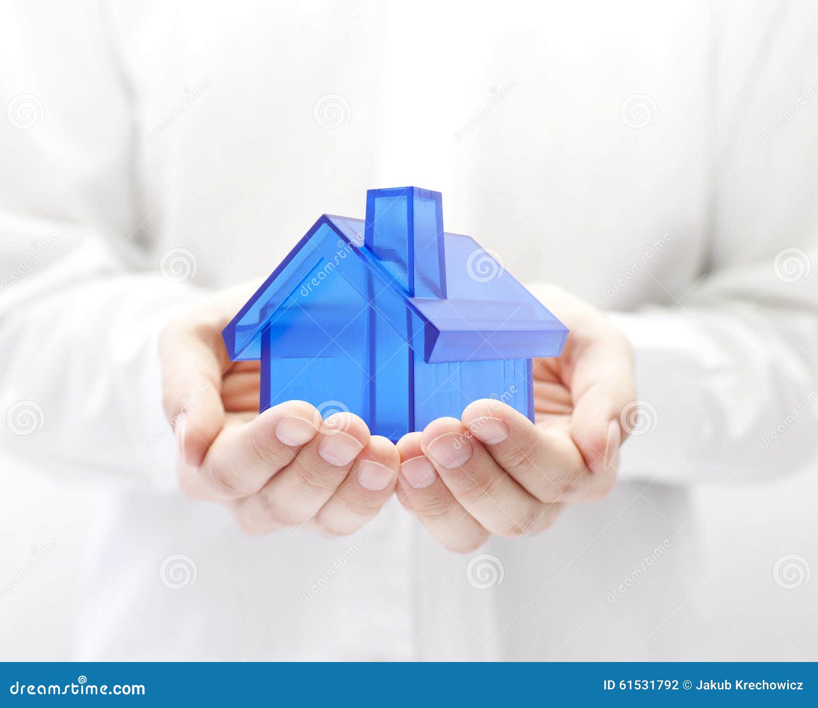 Blue house in hands stock photo. Image of palms, preservation - 61531792