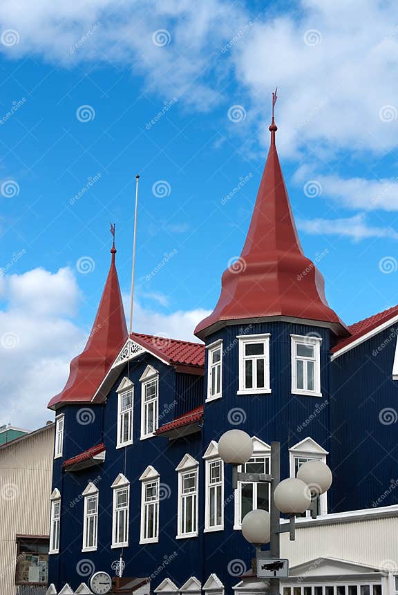 Blue house in Iceland stock photo. Image of point, building - 17817064