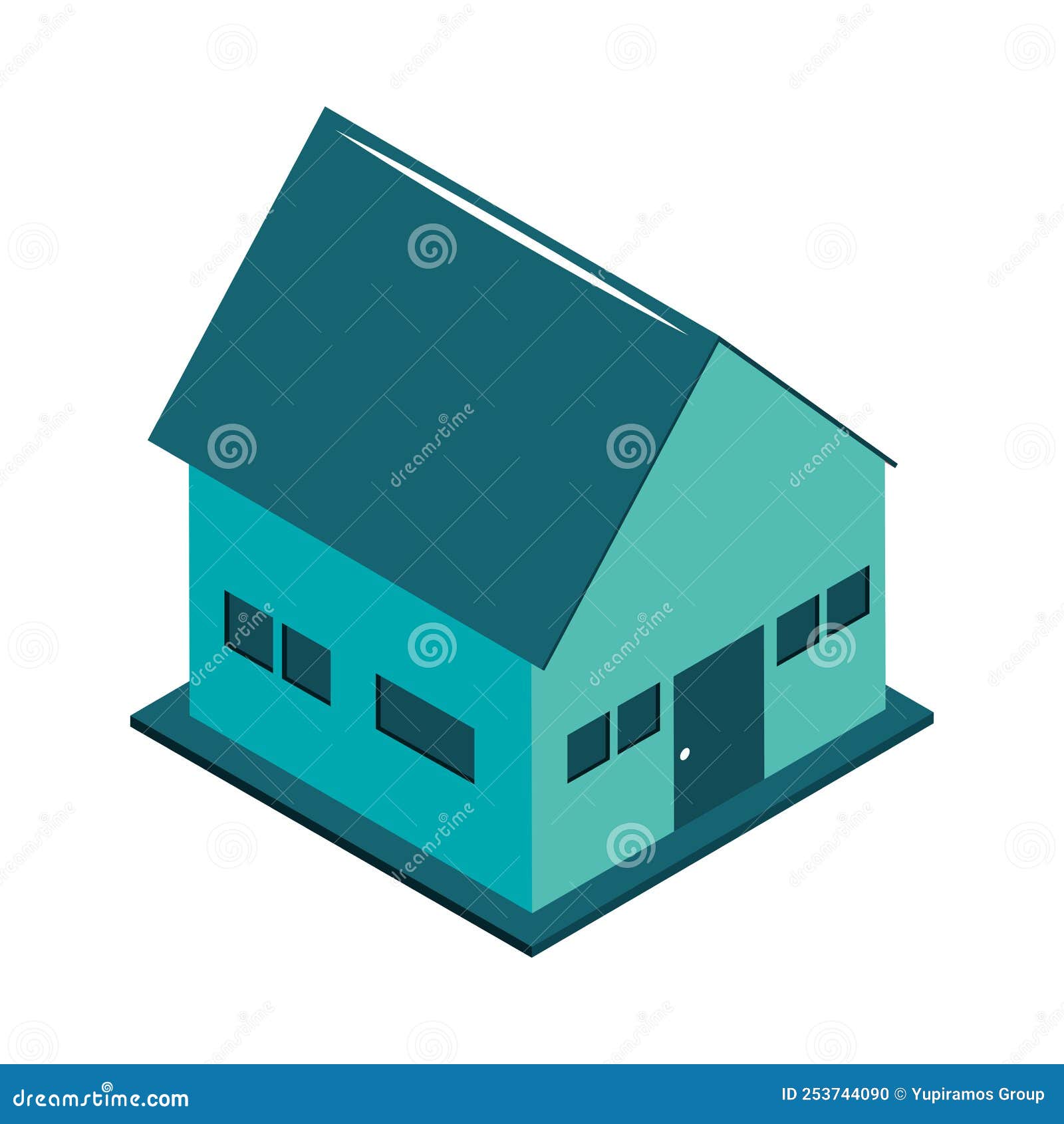 Blue house icon stock vector. Illustration of door, modern - 253744090