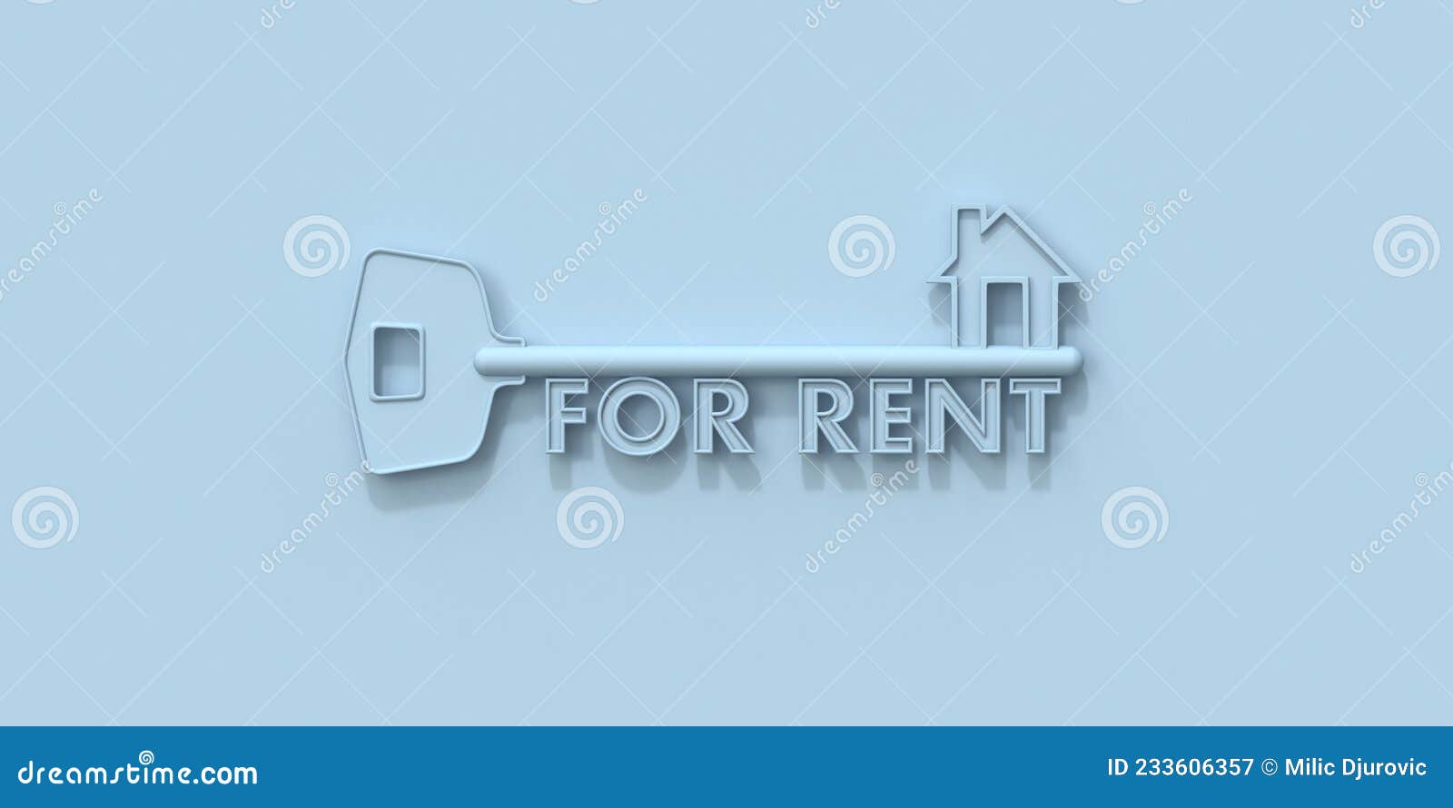 Blue House Key for Rent Concept 3D Stock Illustration - Illustration of ...