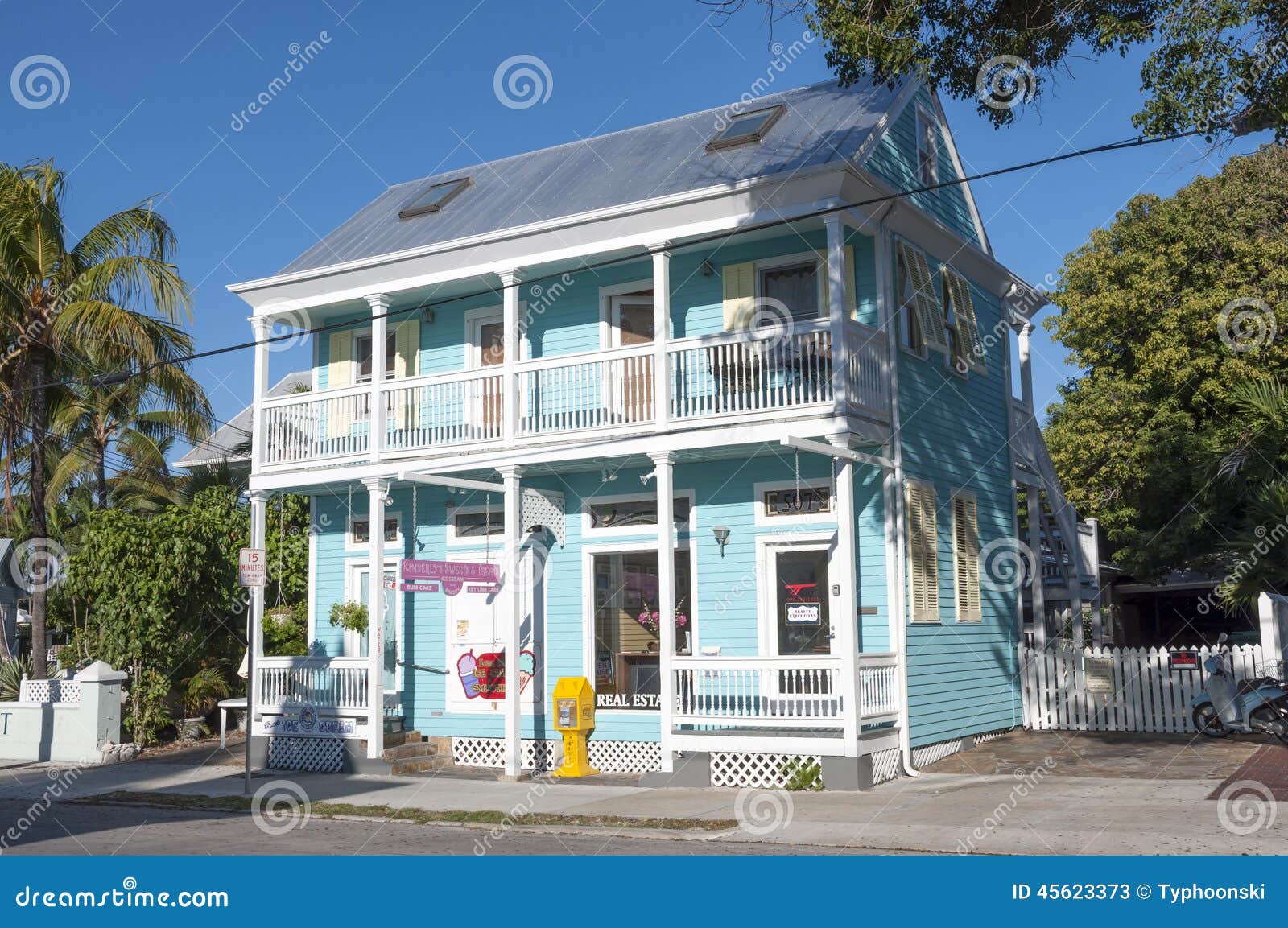 Blue house in Key West editorial stock photo. Image of condominium ...