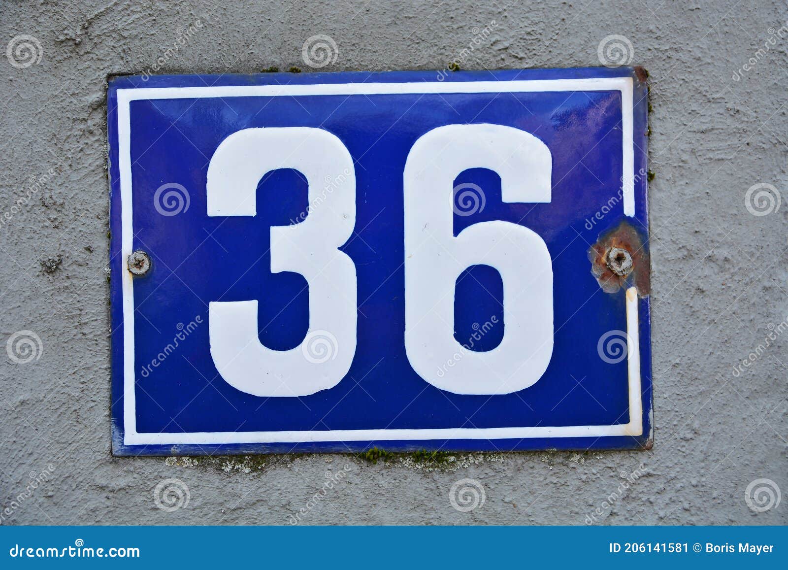 A Blue House Number Plaque, Showing the Number Thirty Six 36 Stock ...