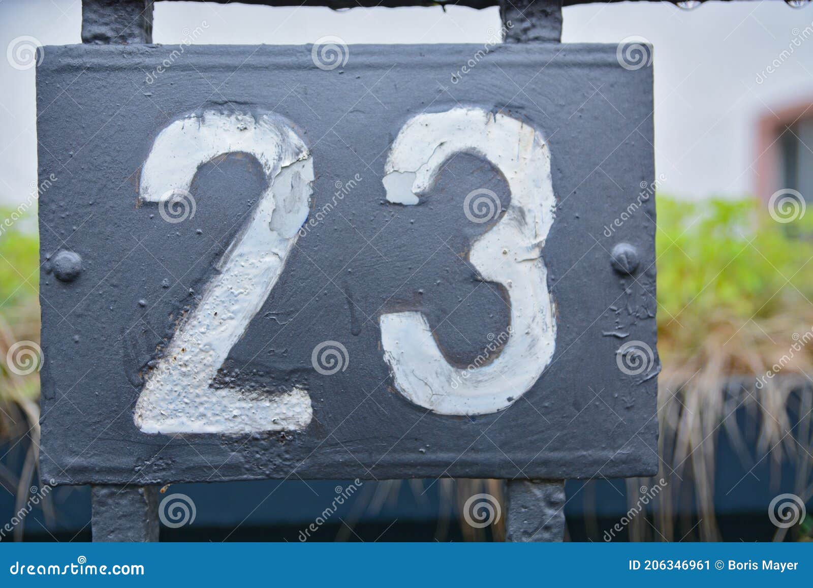 A Blue House Number Plaque, Showing the Number Twenty Three Stock Image ...