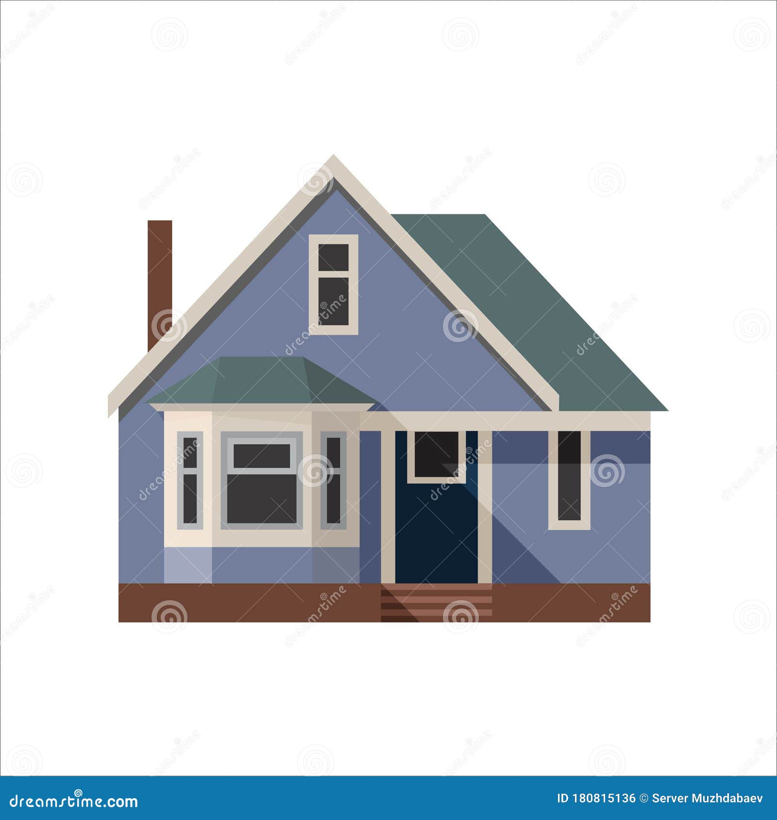 Blue House. in the Style of Flat Stock Illustration - Illustration of ...