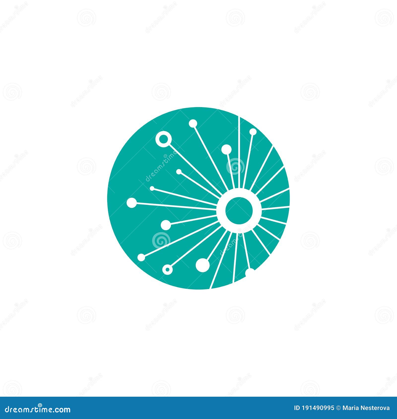 Blue Hub Network Connection Line Icon Isolated on White. Tech or ...